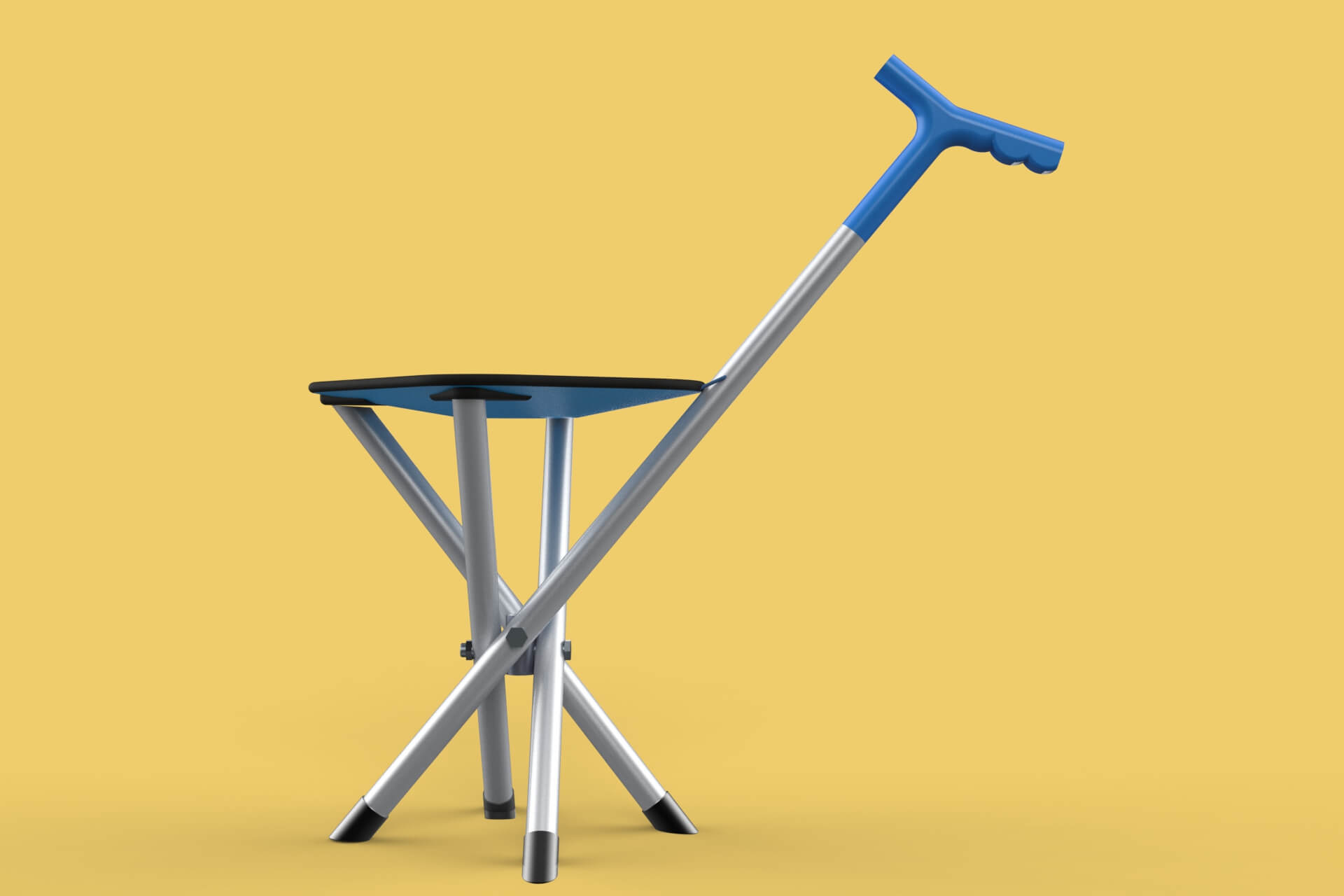 Cane Stick Chair Walker Seat Stool Pole Crutch Fold Portable - 3D Model ...