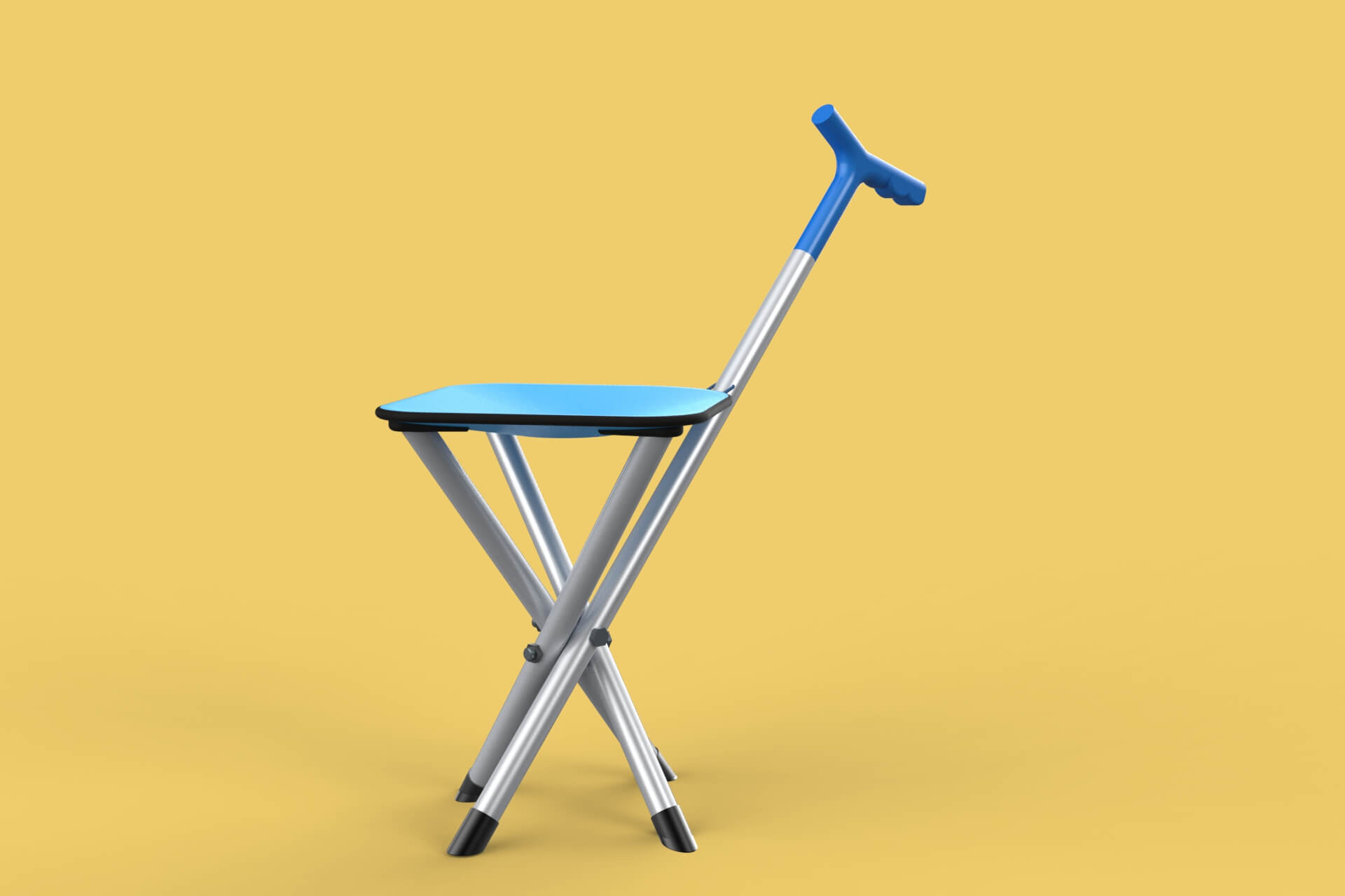 Cane Stick Chair Walker Seat Stool Pole Crutch Fold Portable - 3D Model ...