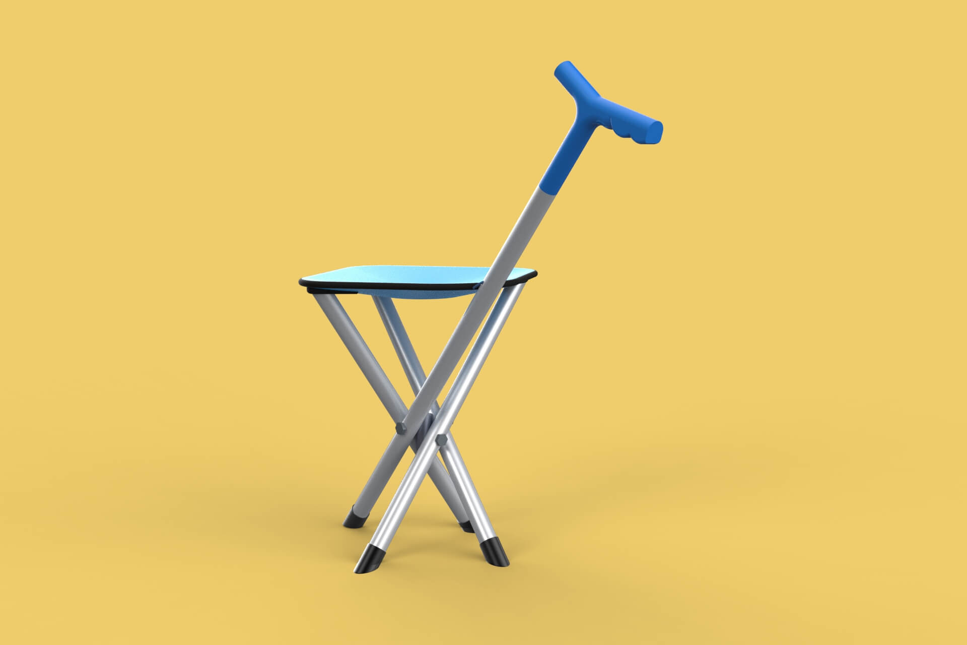 Cane Stick Chair Walker Seat Stool Pole Crutch Fold Portable - 3D Model ...