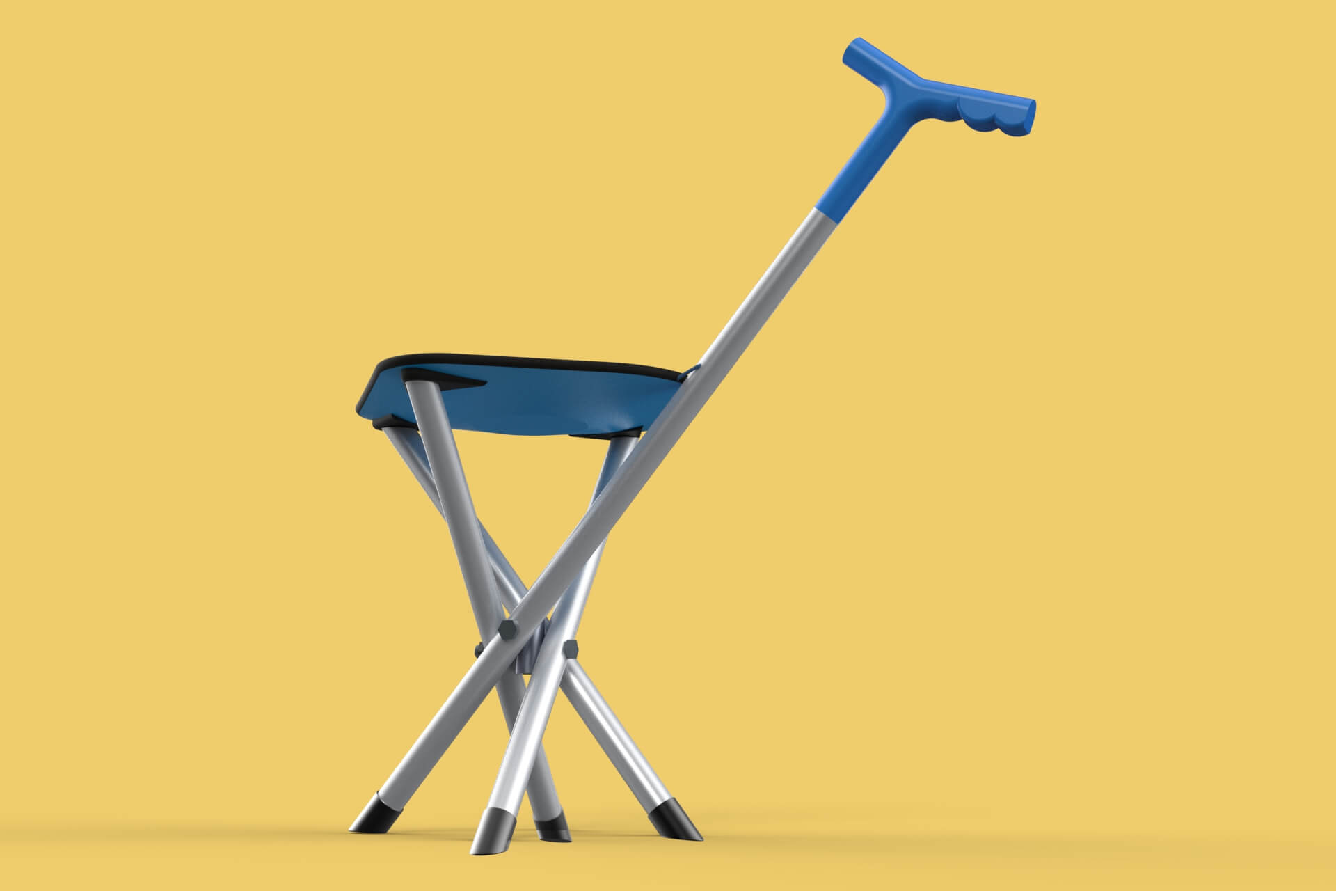 Cane Stick Chair Walker Seat Stool Pole Crutch Fold Portable - 3D Model ...