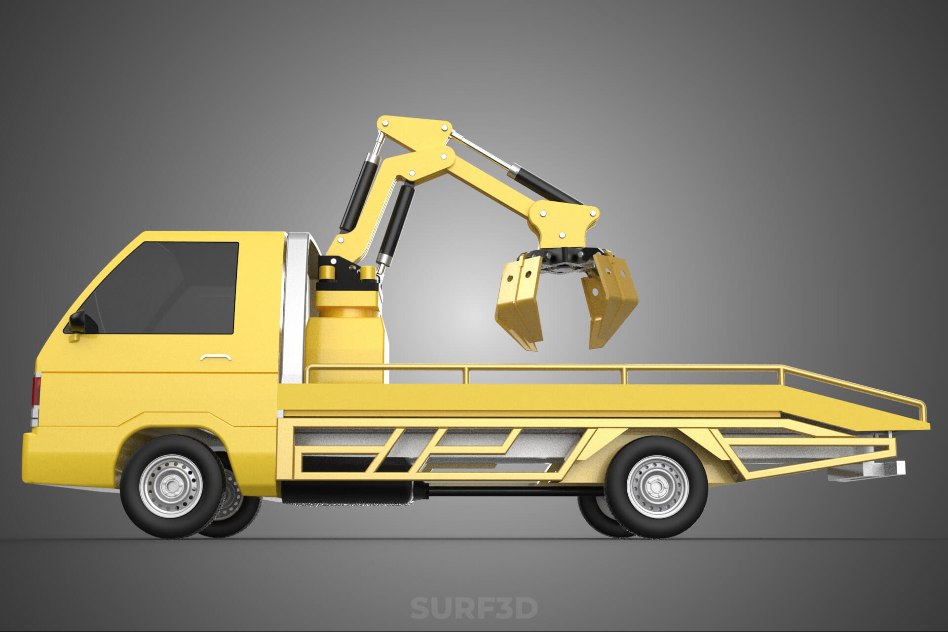 Car Pick Up Truck Wood Log Tree Loader Grab Crane Lifter Ton - 3D Model ...