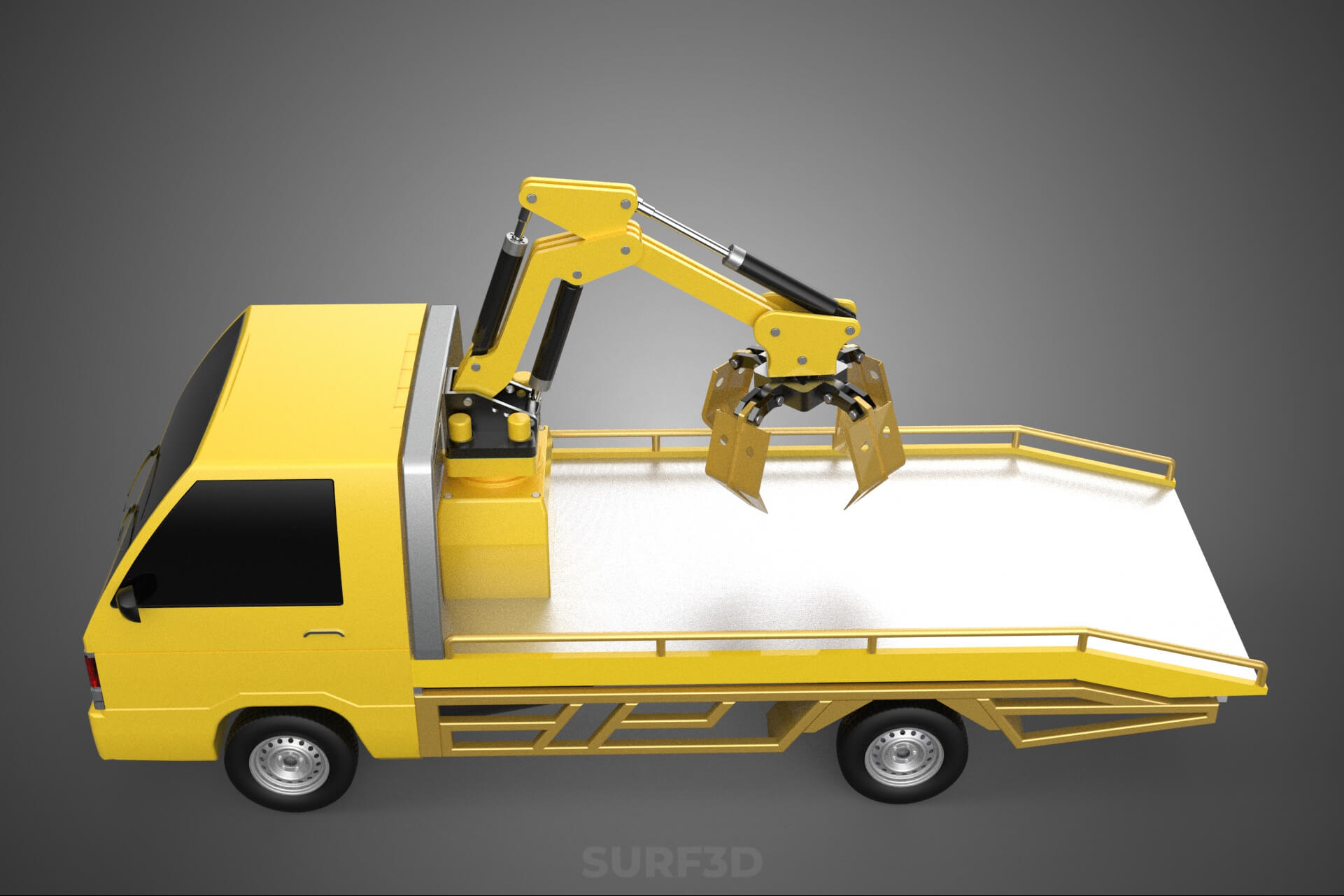 Car Pick Up Truck Wood Log Tree Loader Grab Crane Lifter Ton - 3D Model ...