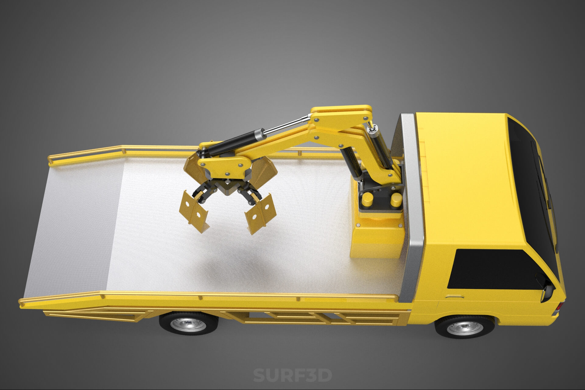 Car Pick Up Truck Wood Log Tree Loader Grab Crane Lifter Ton - 3D Model ...