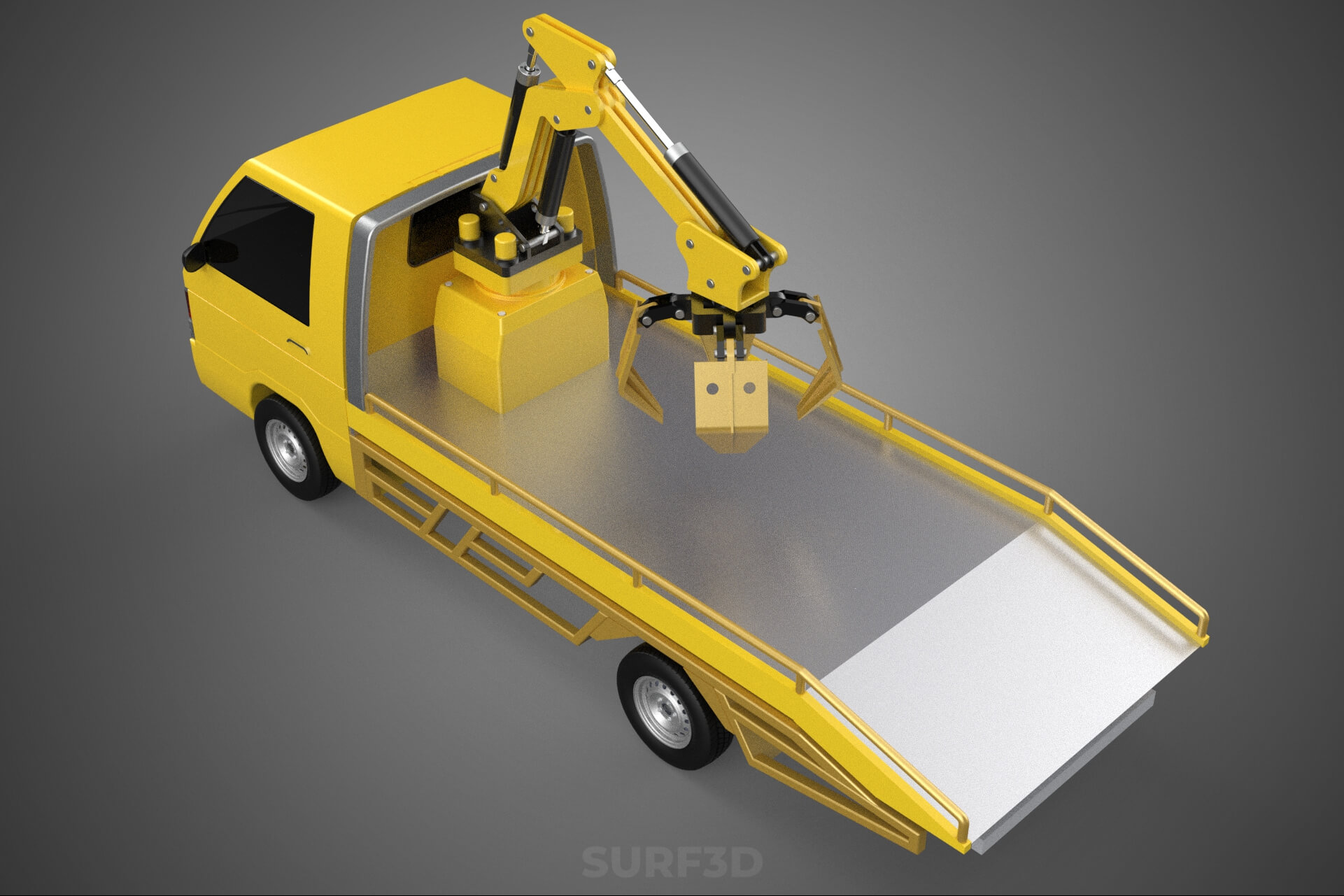 Car Pick Up Truck Wood Log Tree Loader Grab Crane Lifter Ton - 3D Model ...