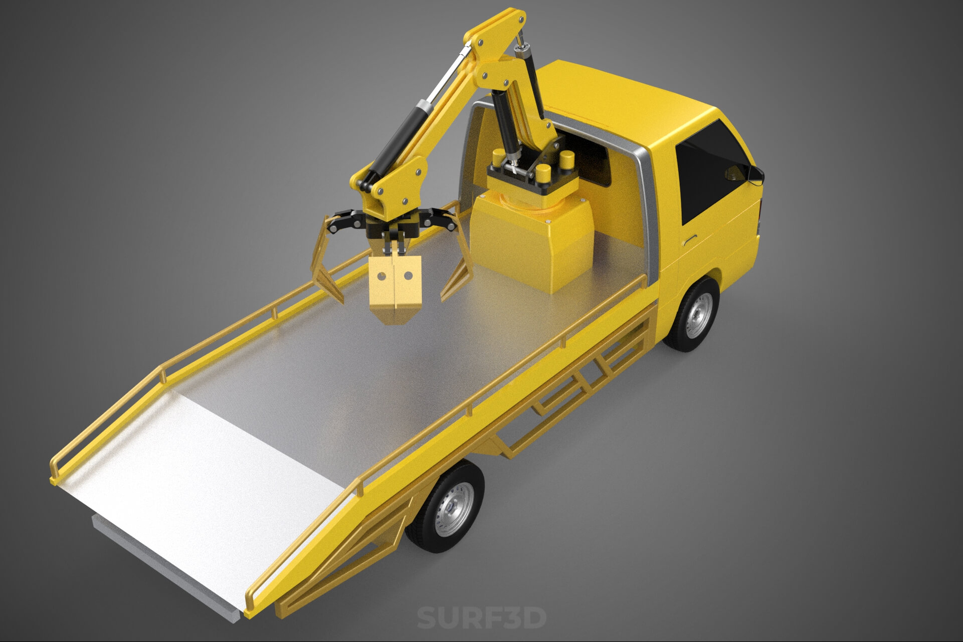 Car Pick Up Truck Wood Log Tree Loader Grab Crane Lifter Ton - 3D Model ...