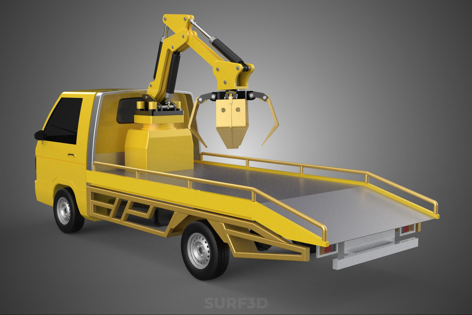 Car Pick Up Truck Wood Log Tree Loader Grab Crane Lifter Ton - 3D Model ...