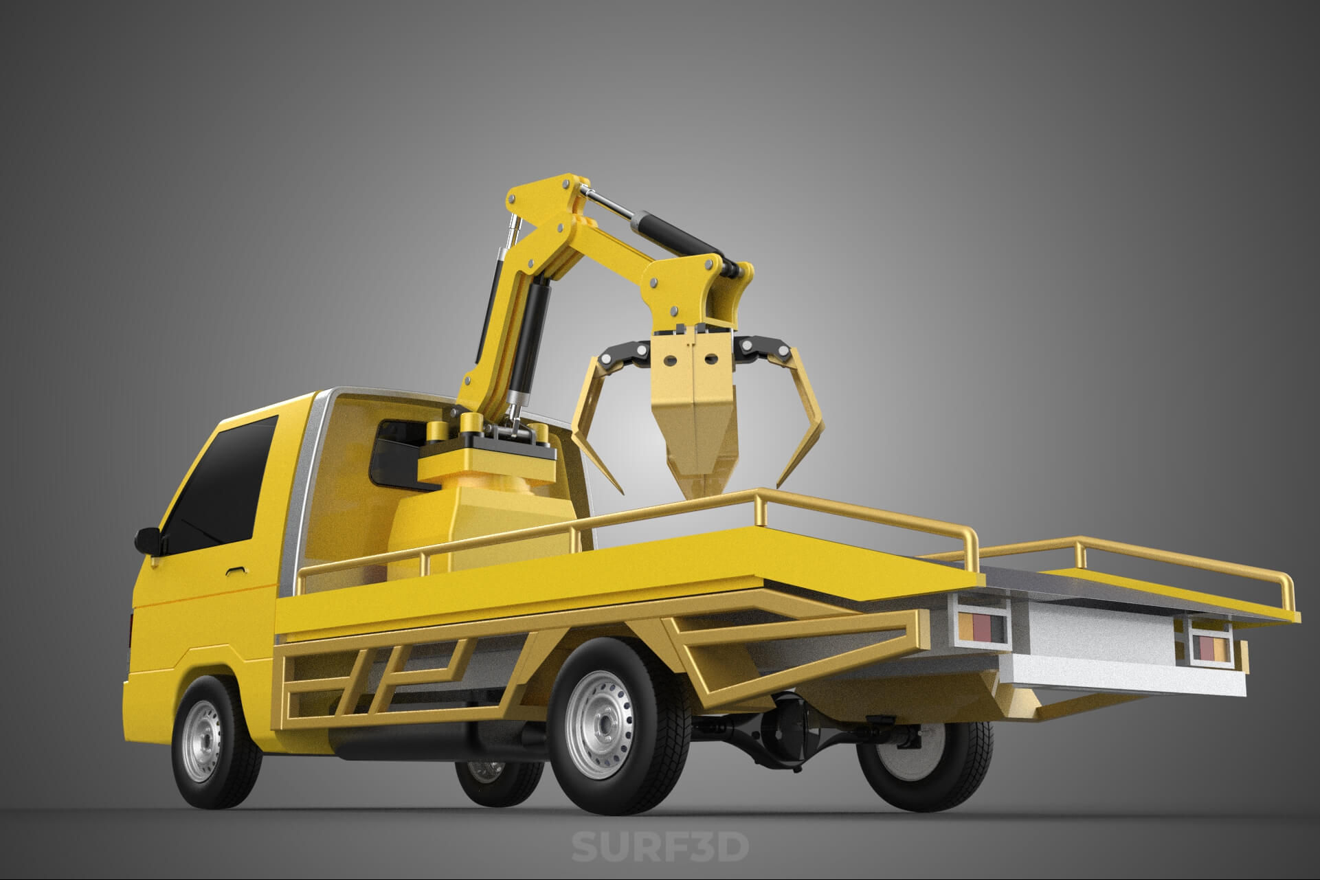 Car Pick Up Truck Wood Log Tree Loader Grab Crane Lifter Ton - 3D Model ...