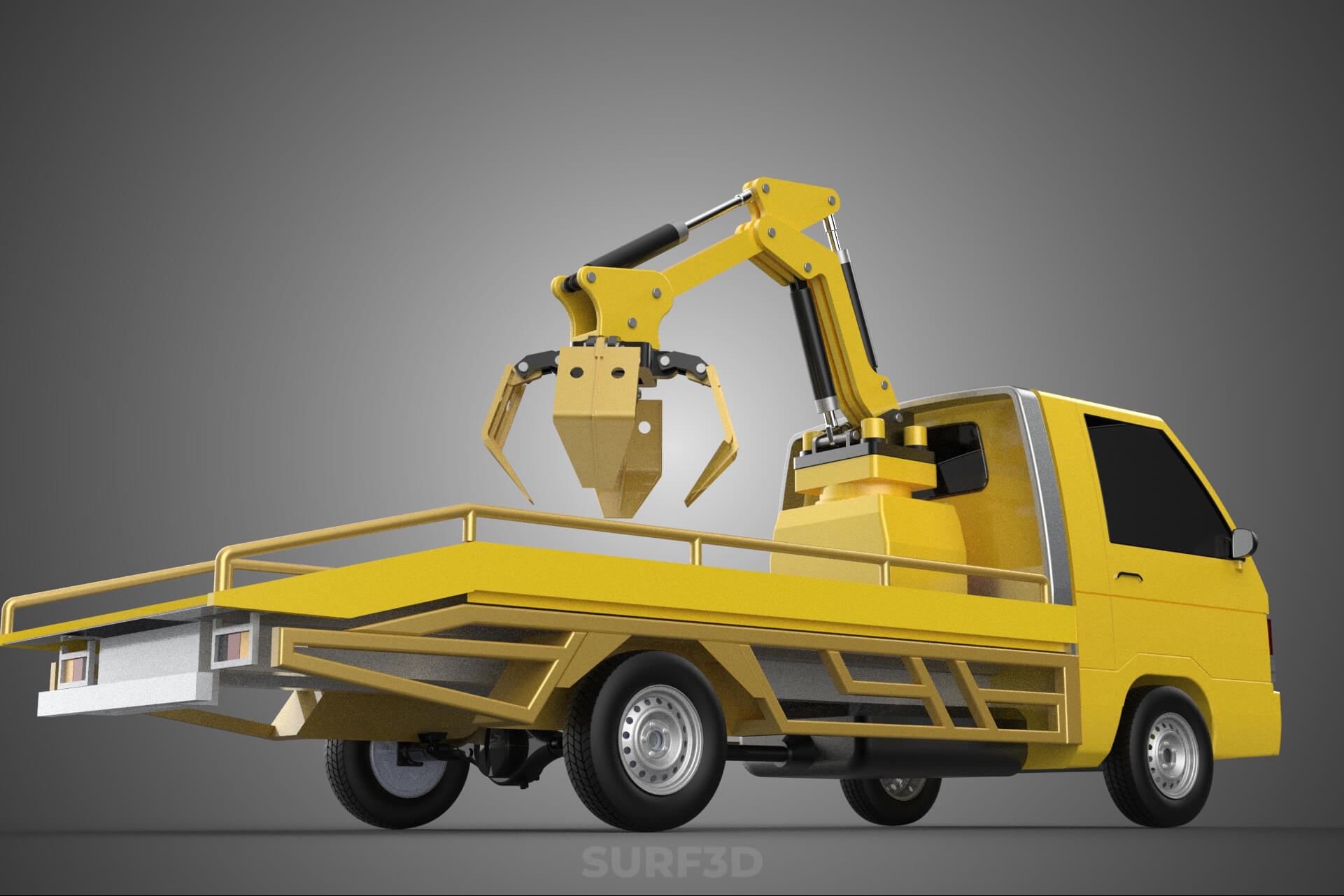 Car Pick Up Truck Wood Log Tree Loader Grab Crane Lifter Ton - 3D Model ...