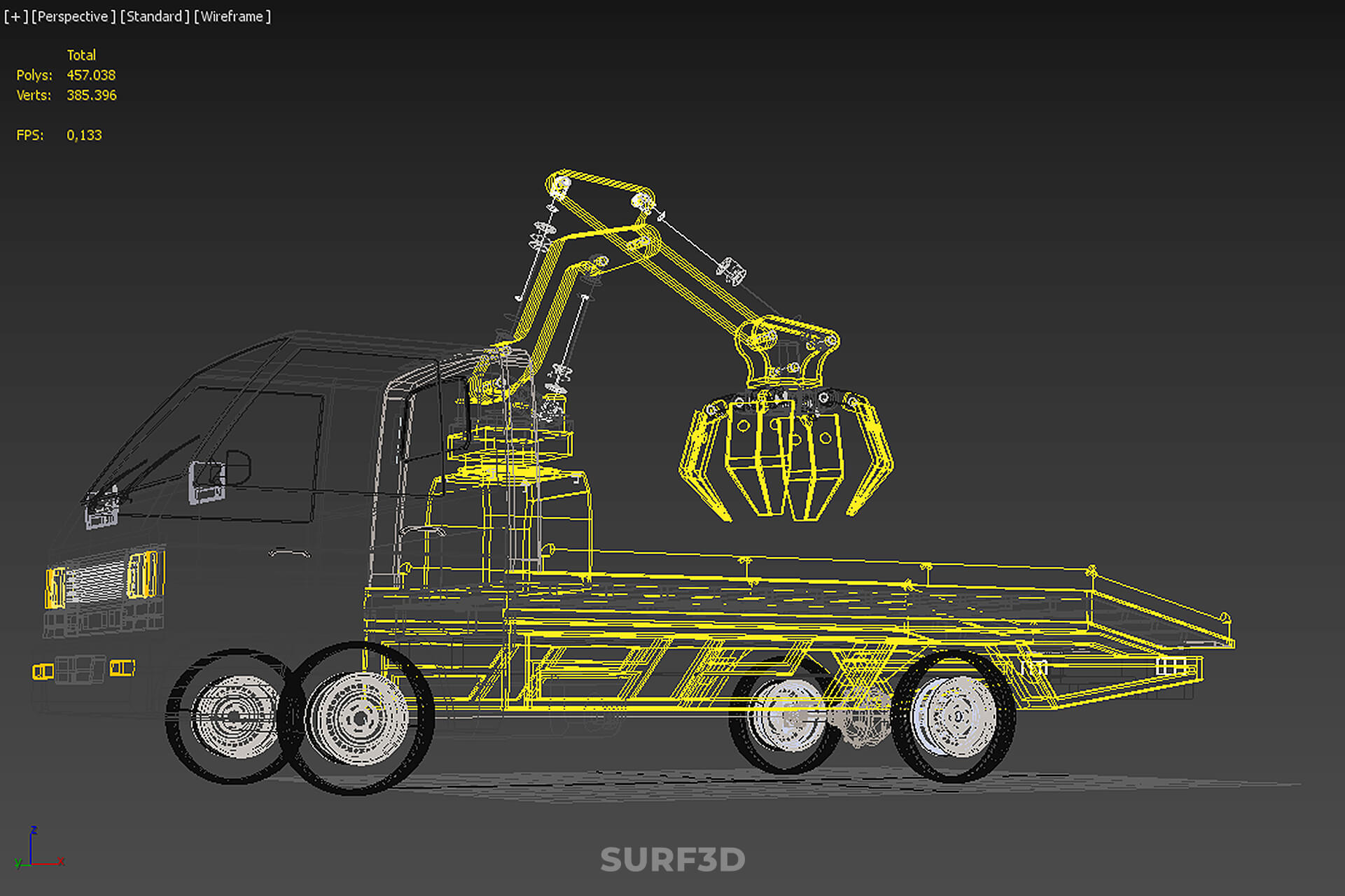 Car Pick Up Truck Wood Log Tree Loader Grab Crane Lifter Ton - 3D Model ...