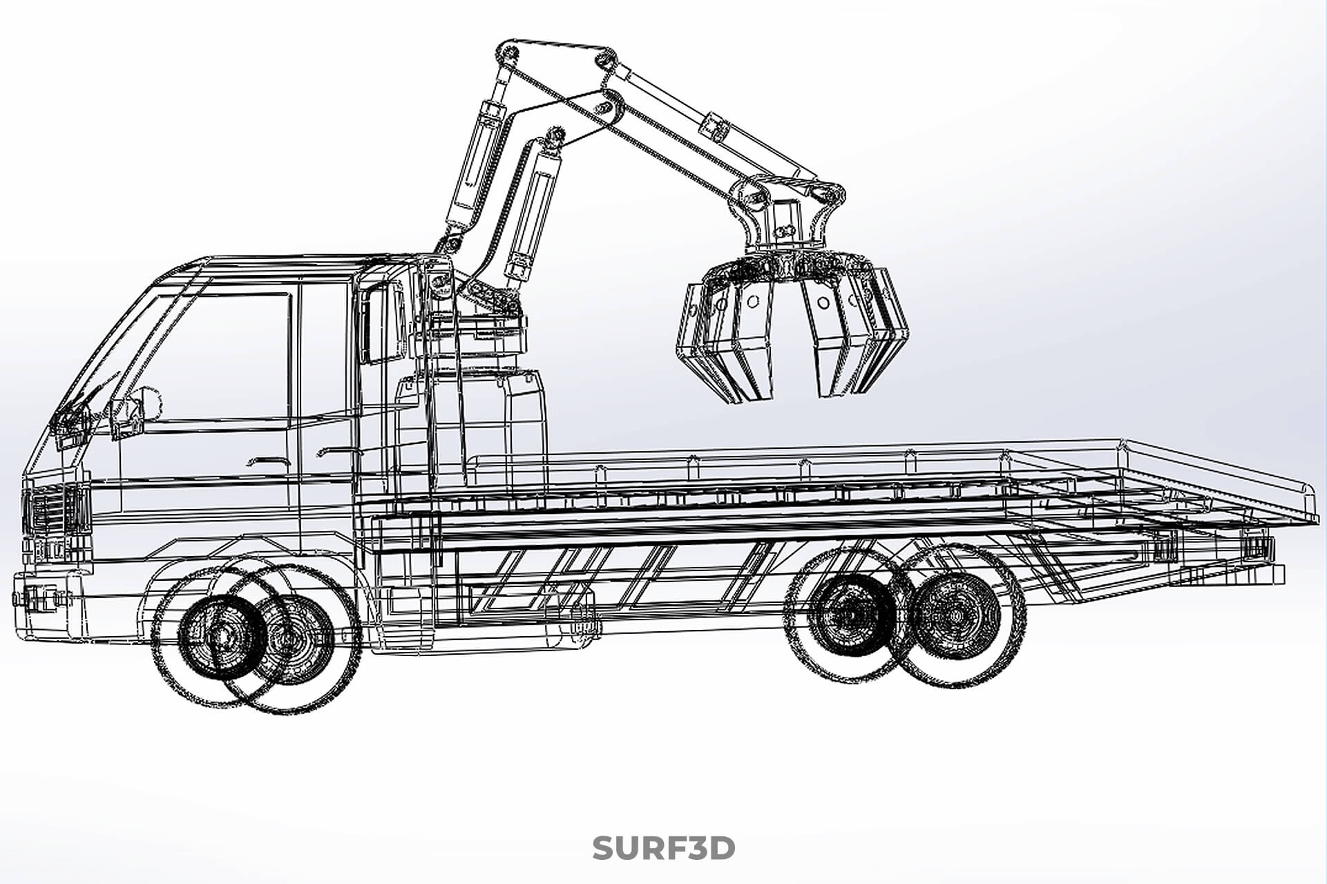 Car Pick Up Truck Wood Log Tree Loader Grab Crane Lifter Ton - 3D Model ...