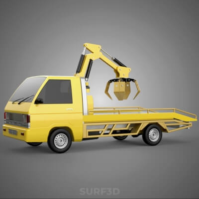 Car Pick Up Truck Wood Log Tree Loader Grab Crane Lifter Ton - 3D Model ...