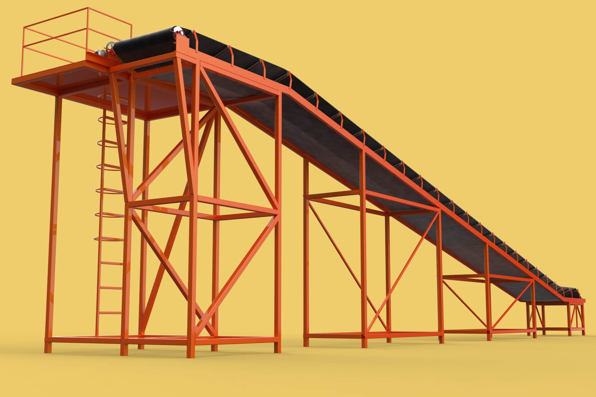 Carrier Belt Conveyor Factory Industrial - 3D Model by surf3d