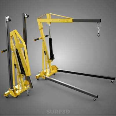 Collapsible Folding Foldable Hydraulic Engine Crane Hoist - 3D Model by ...