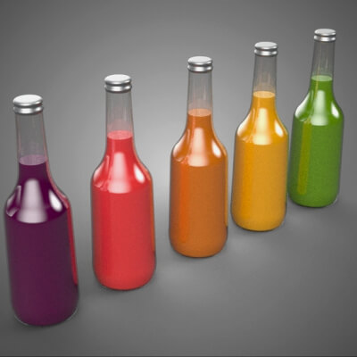 Colorful Fresh Fruit Juice Liquid Bottle Drink Beverage Cold - 3D Model ...