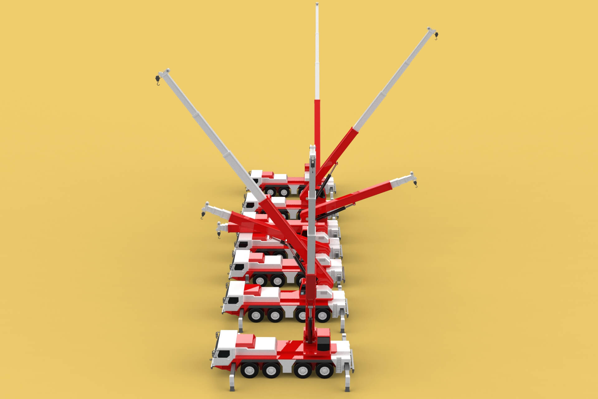 Combination Configuration Boom Arm Jib Truck Mobile Crane 3d by surf3d