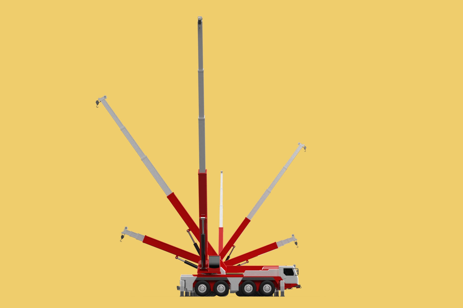 Combination Configuration Boom Arm Jib Truck Mobile Crane 3d by surf3d