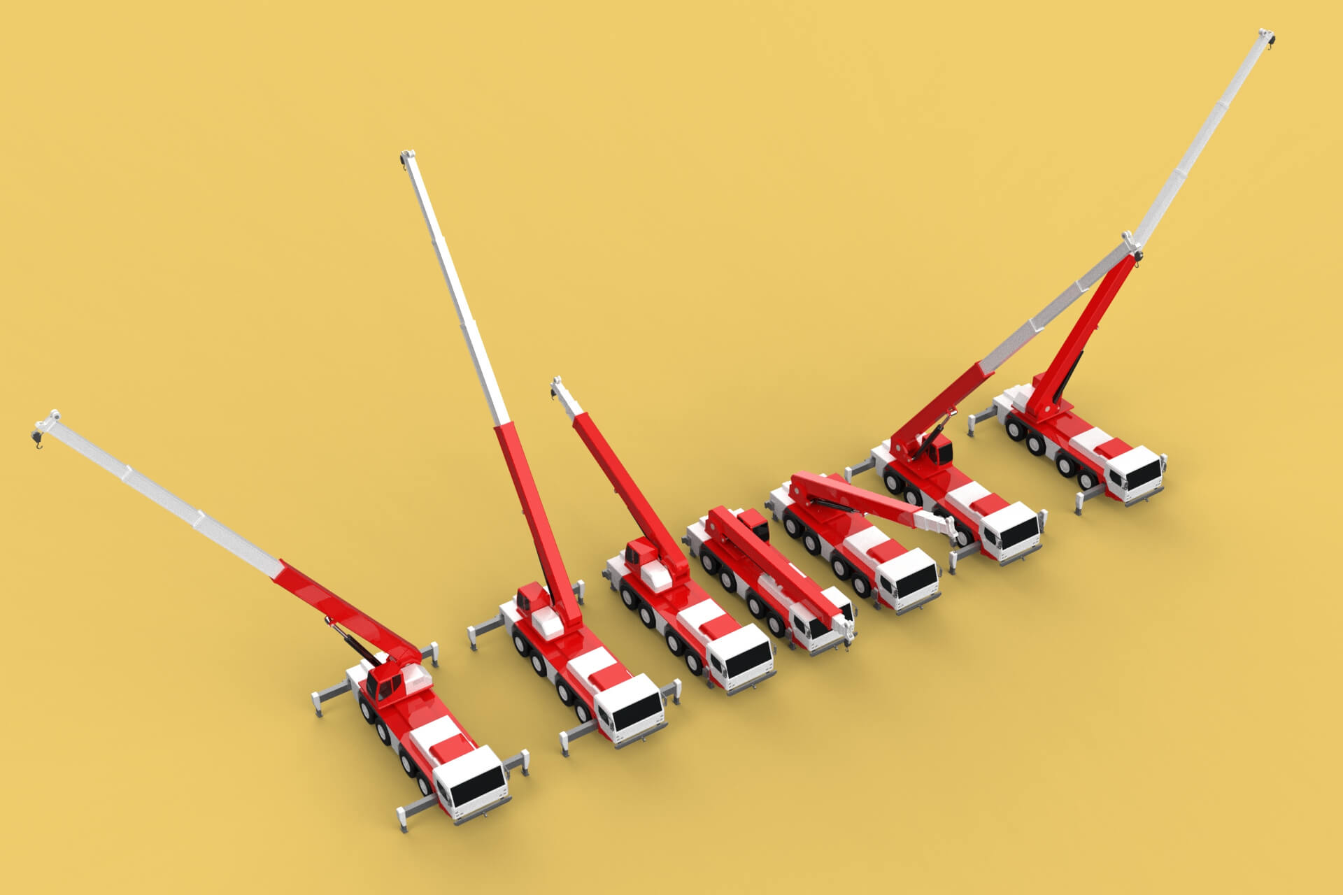 Combination Configuration Boom Arm Jib Truck Mobile Crane 3d by surf3d