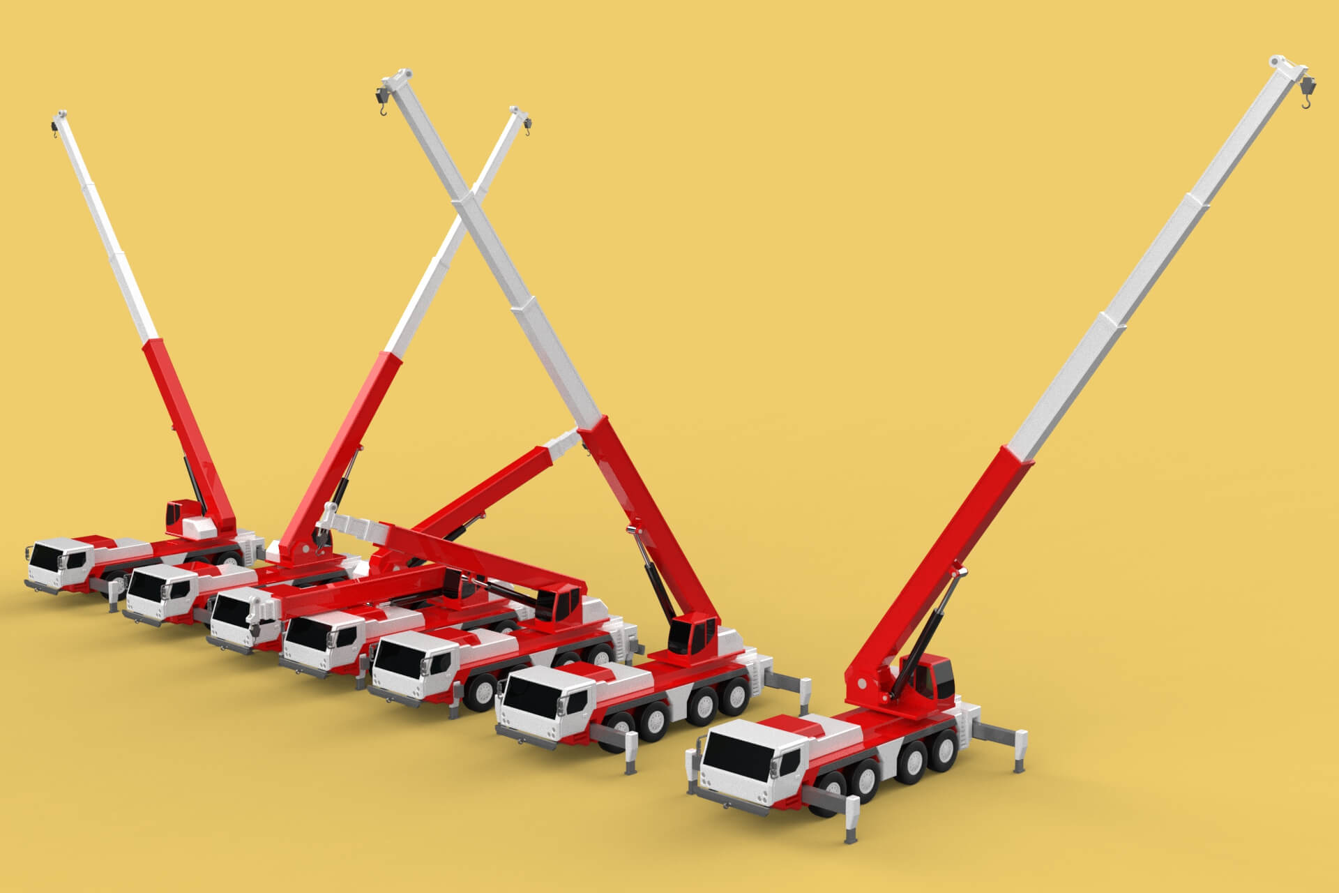 Combination Configuration Boom Arm Jib Truck Mobile Crane 3d by surf3d