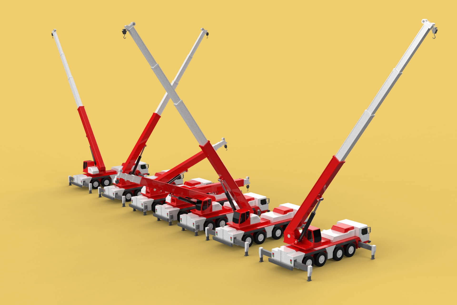 Combination Configuration Boom Arm Jib Truck Mobile Crane 3d by surf3d