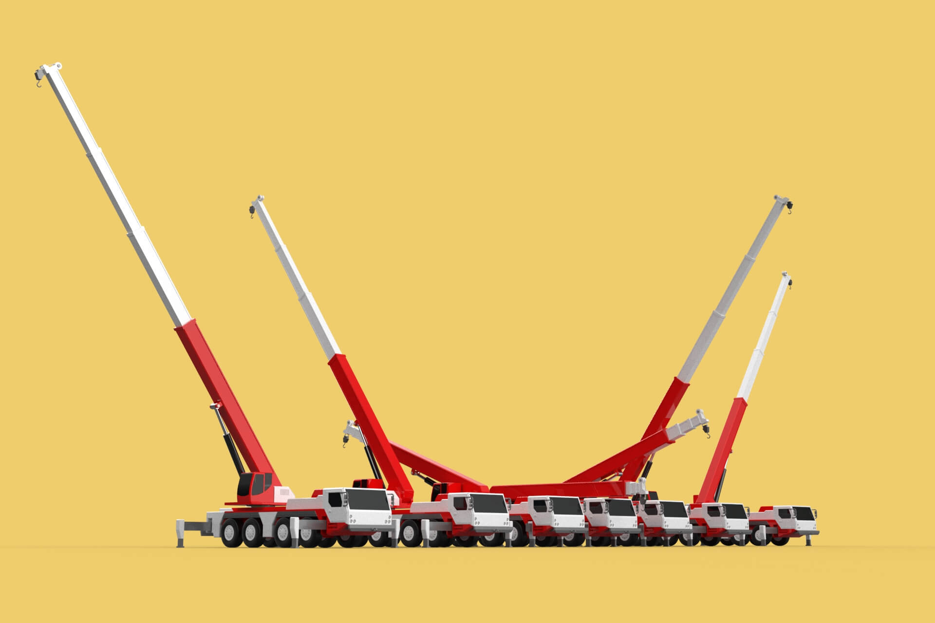 Combination Configuration Boom Arm Jib Truck Mobile Crane 3d by surf3d