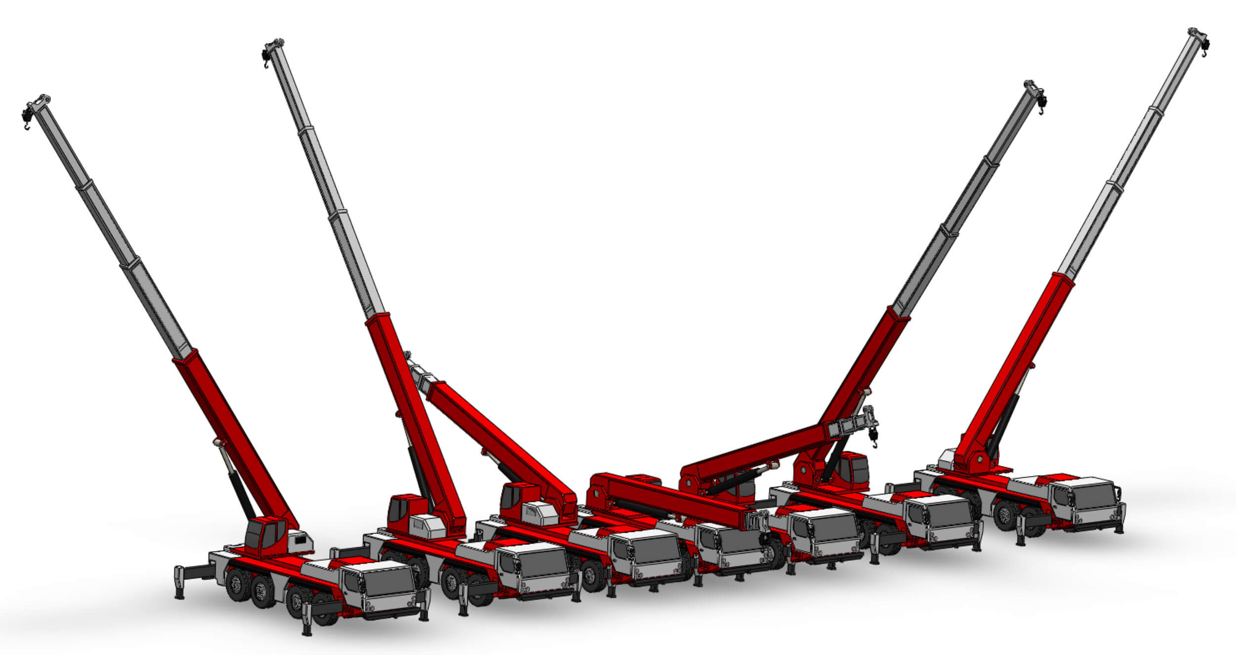 Combination Configuration Boom Arm Jib Truck Mobile Crane 3d by surf3d