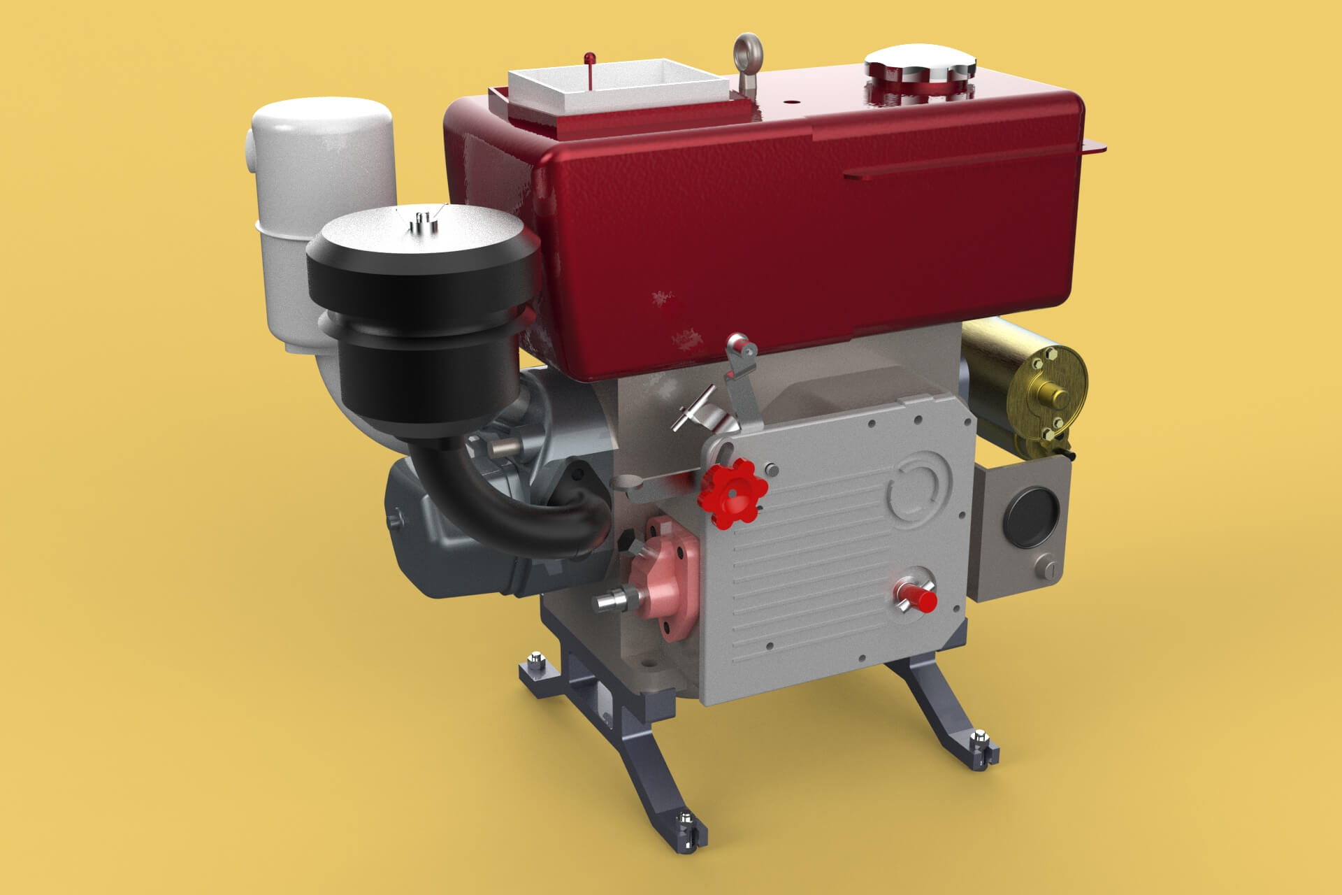 Diesel Engine Machine - 3D Model by surf3d