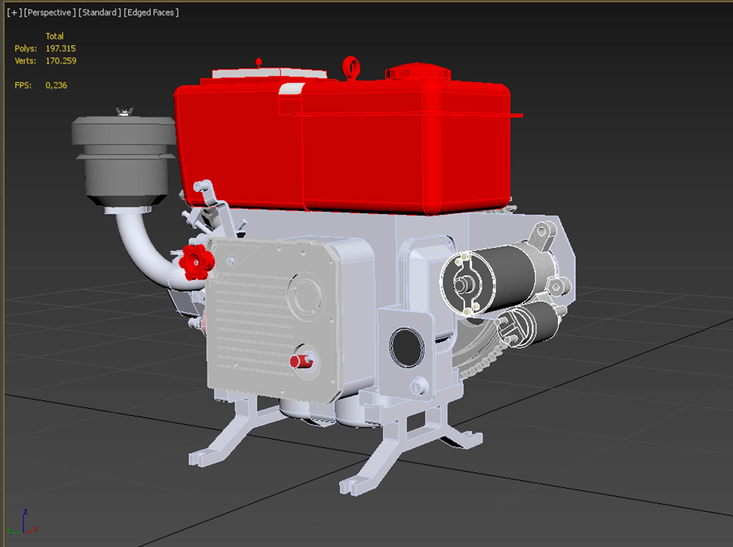 Diesel Engine Machine - 3D Model by surf3d