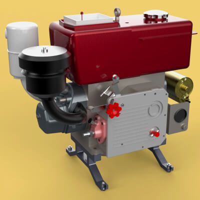Diesel Engine Machine - 3D Model by surf3d