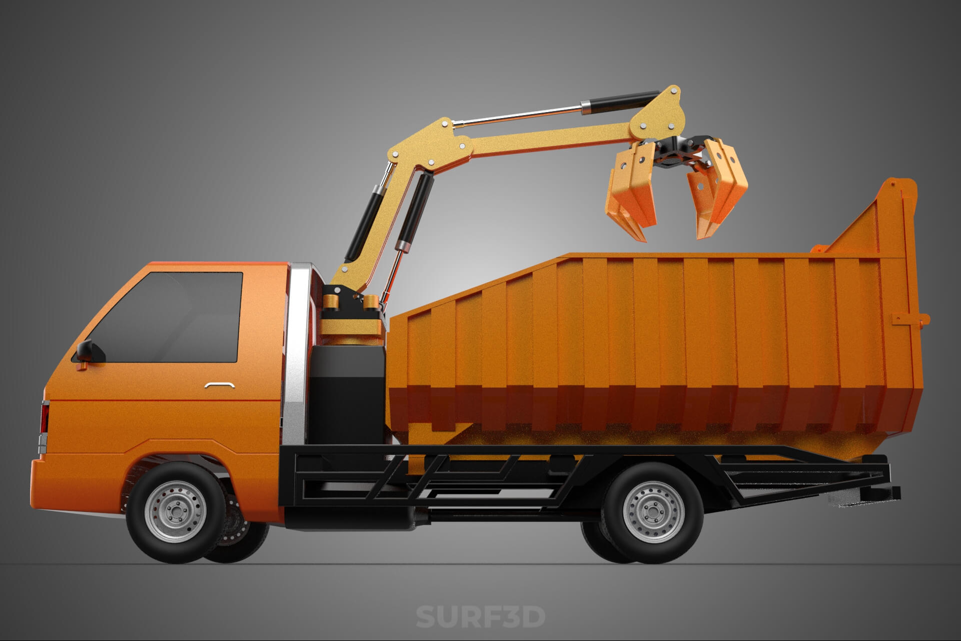 Dump Truck Grapple Car Pick Up Scrap Garbage Grabber Crane T - 3D Model ...