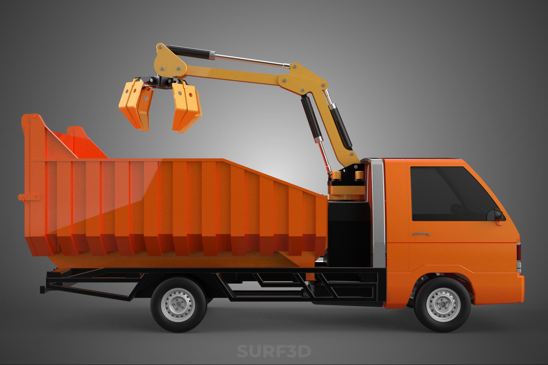 Dump Truck Grapple Car Pick Up Scrap Garbage Grabber Crane T - 3D Model ...