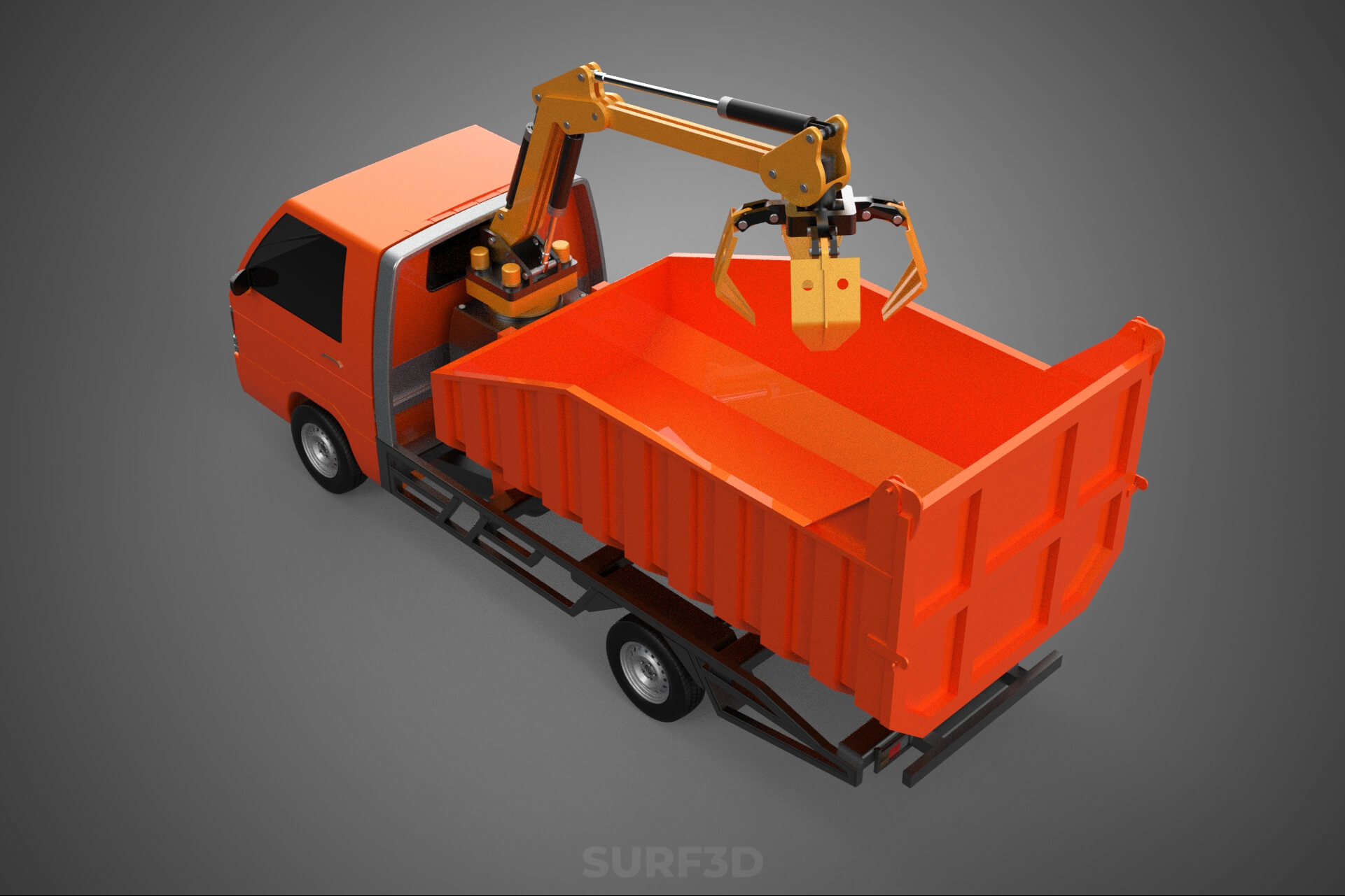 Dump Truck Grapple Car Pick Up Scrap Garbage Grabber Crane T - 3D Model ...