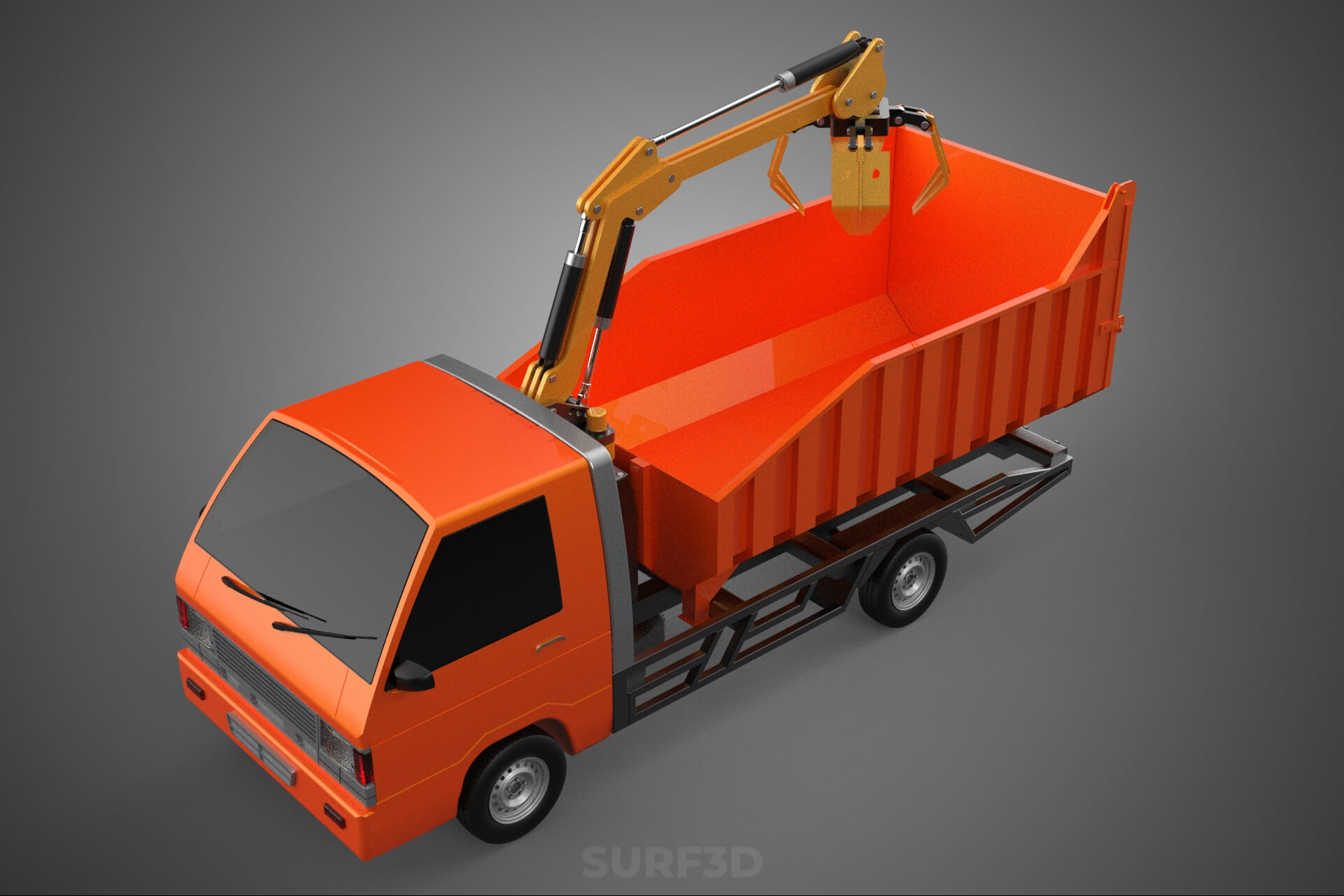 Dump Truck Grapple Car Pick Up Scrap Garbage Grabber Crane T - 3D Model ...