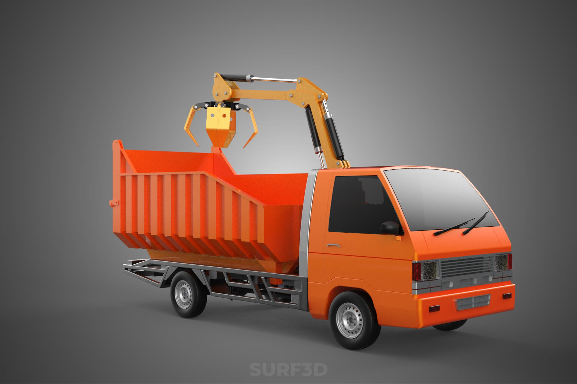 Dump Truck Grapple Car Pick Up Scrap Garbage Grabber Crane T - 3D Model ...