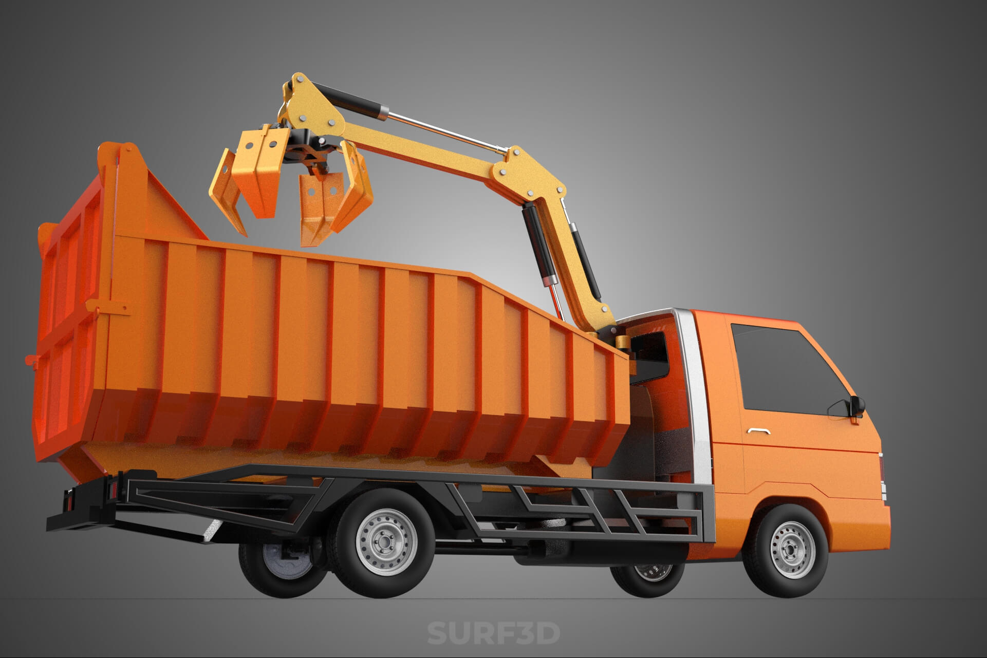 Dump Truck Grapple Car Pick Up Scrap Garbage Grabber Crane T - 3D Model ...