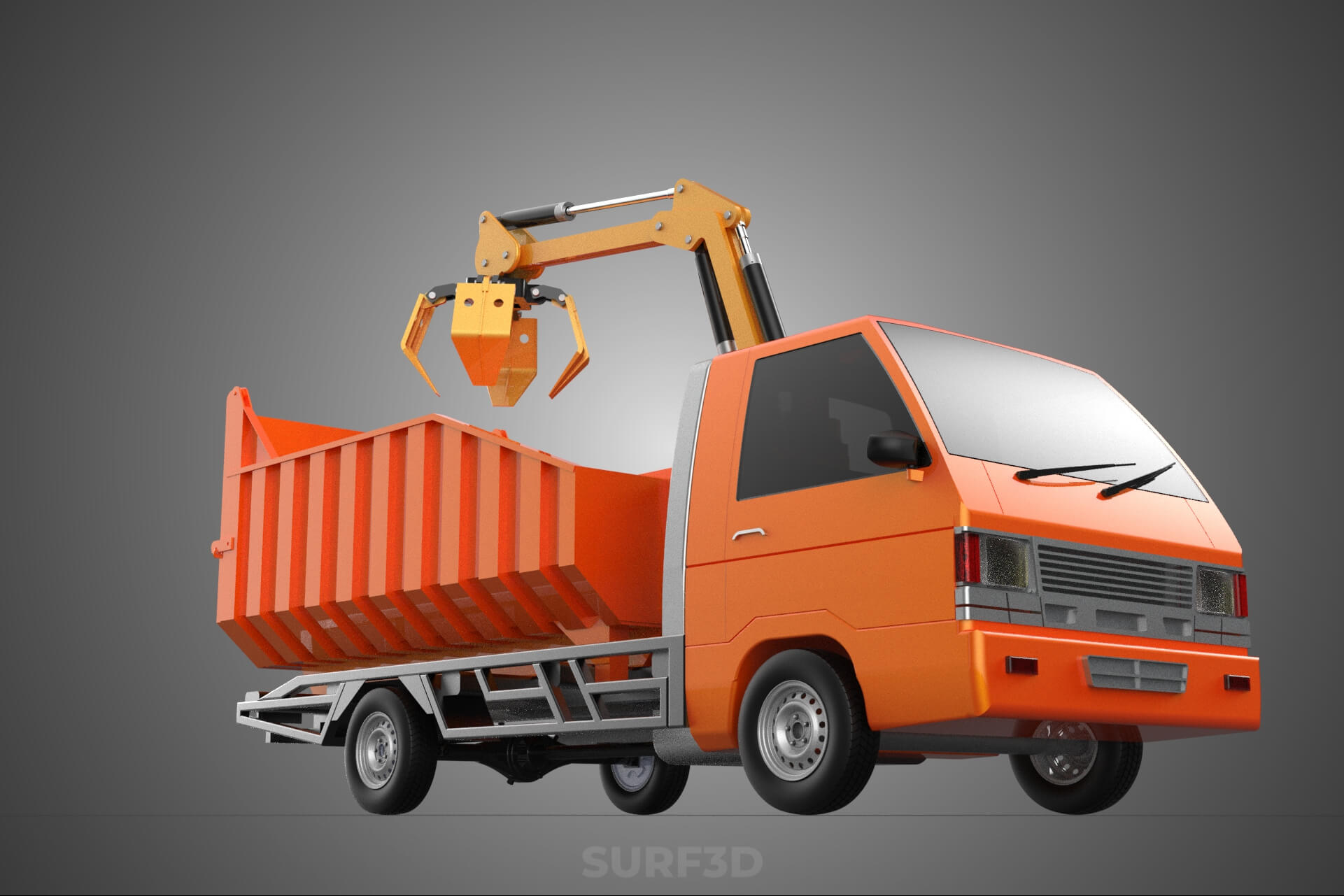 Dump Truck Grapple Car Pick Up Scrap Garbage Grabber Crane T - 3D Model ...