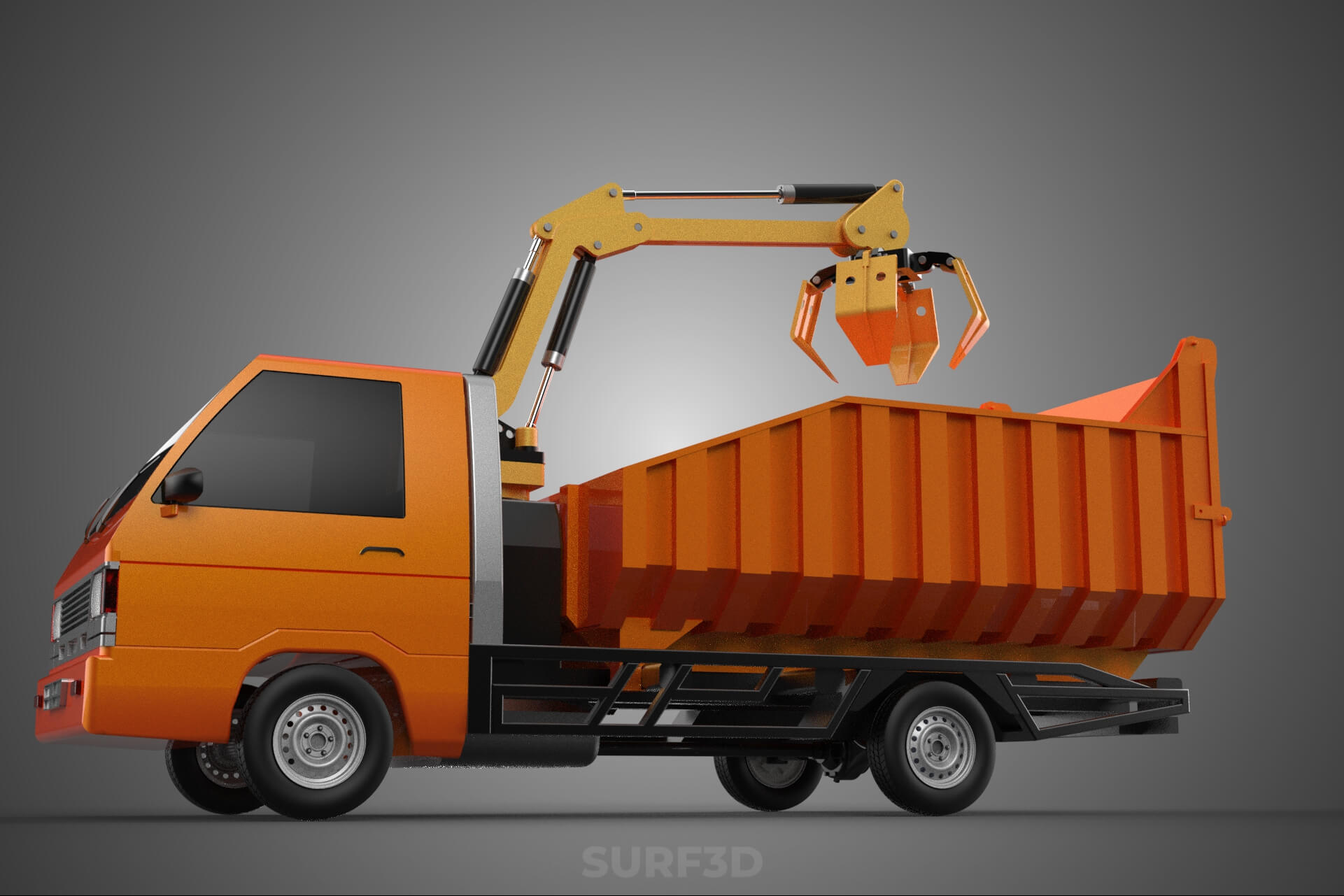 Dump Truck Grapple Car Pick Up Scrap Garbage Grabber Crane T - 3D Model ...