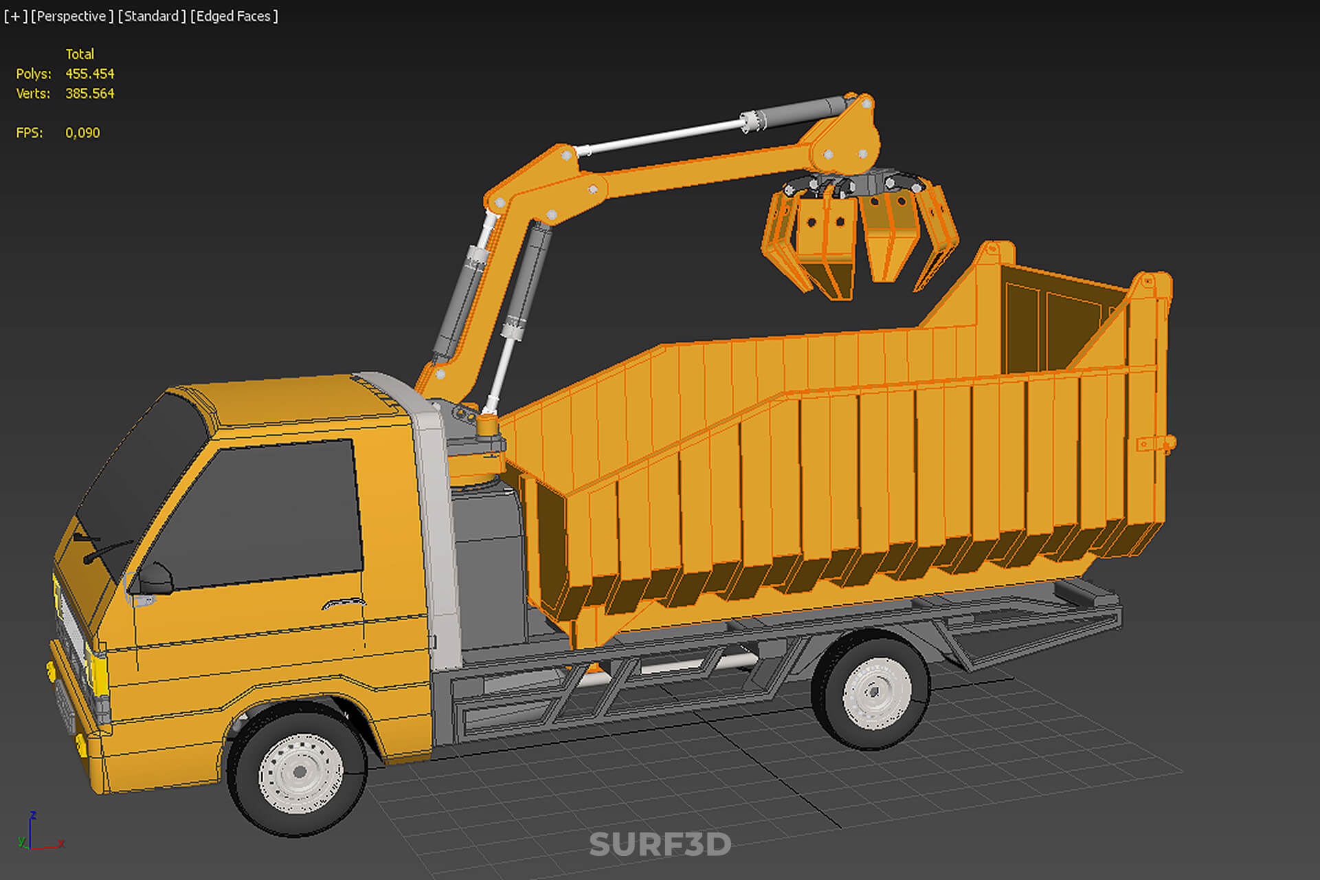 Dump Truck Grapple Car Pick Up Scrap Garbage Grabber Crane T - 3D Model ...