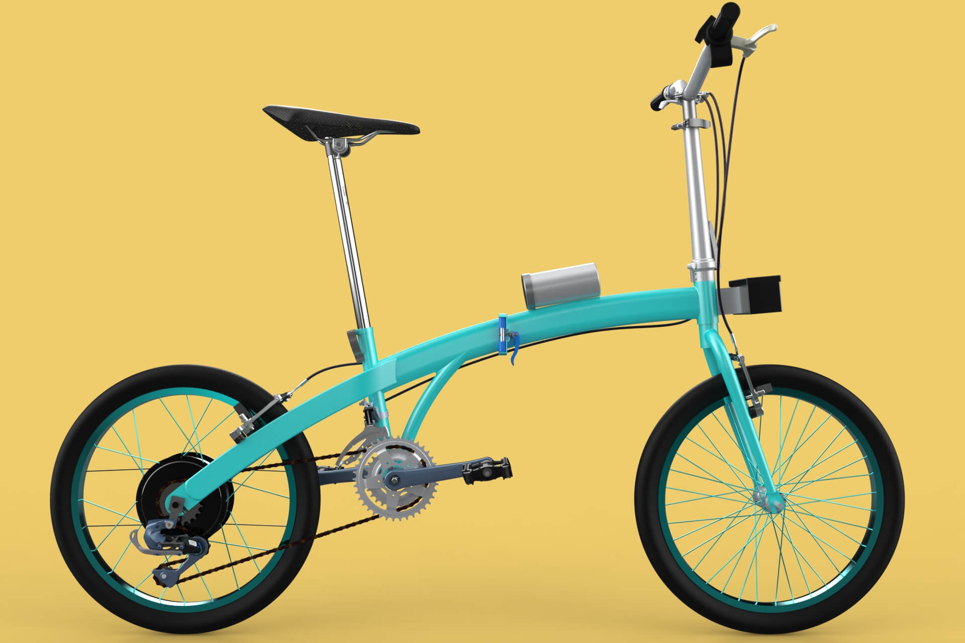Electric Folding Bike Portable Compact Flip Bicycle EV - 3D Model by surf3d