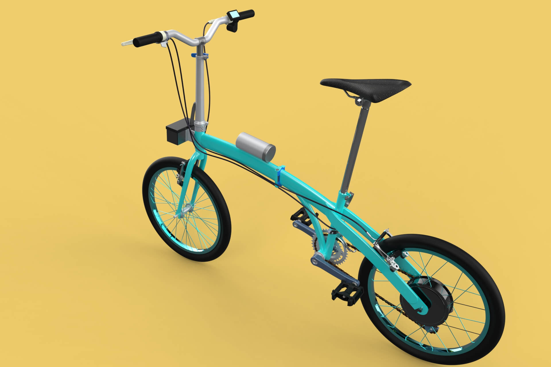 Electric Folding Bike Portable Compact Flip Bicycle EV - 3D Model by surf3d