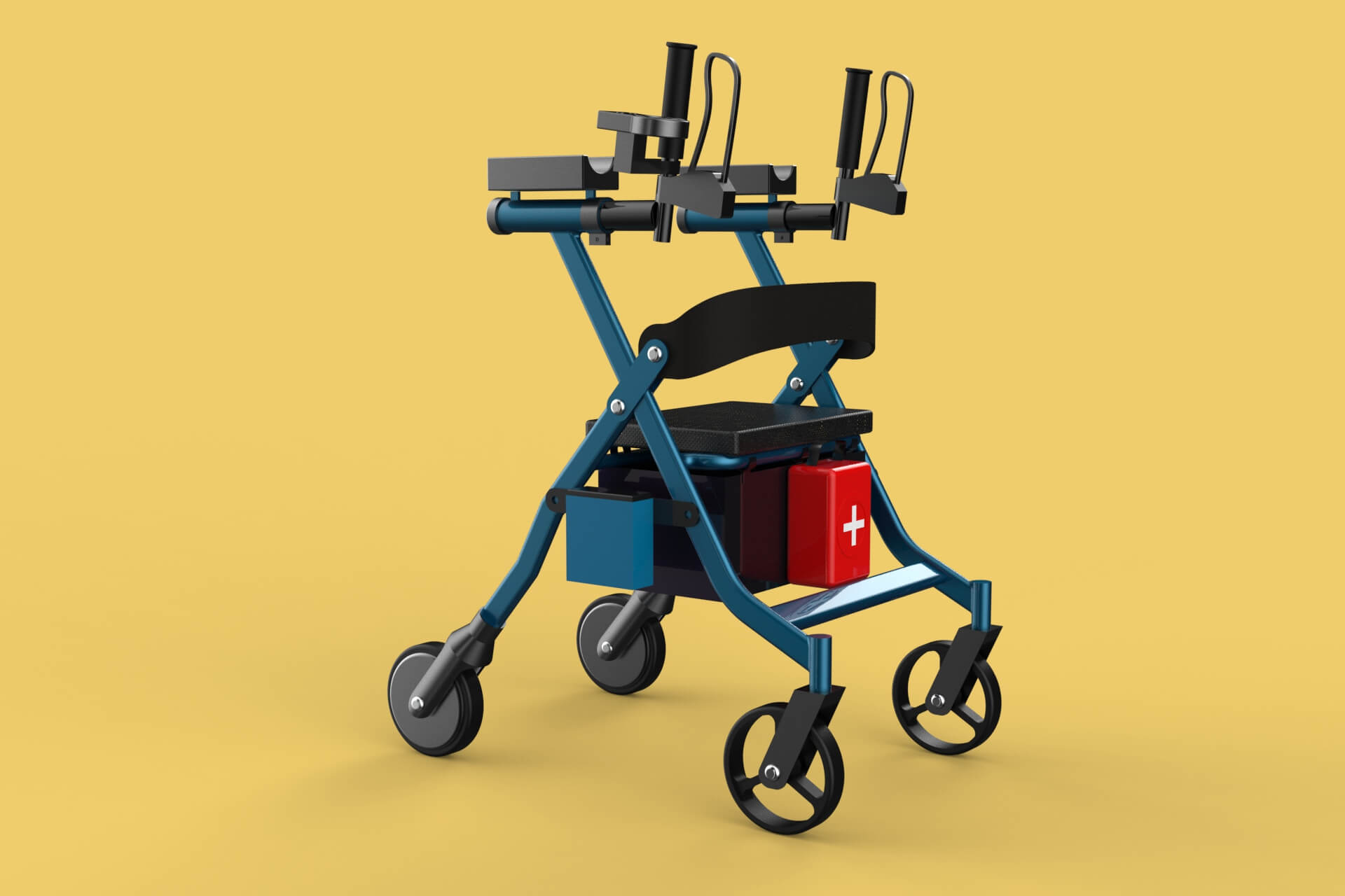 Electric Rollator Rolling Wheeled Walker Fold Walking Frame - 3D Model ...