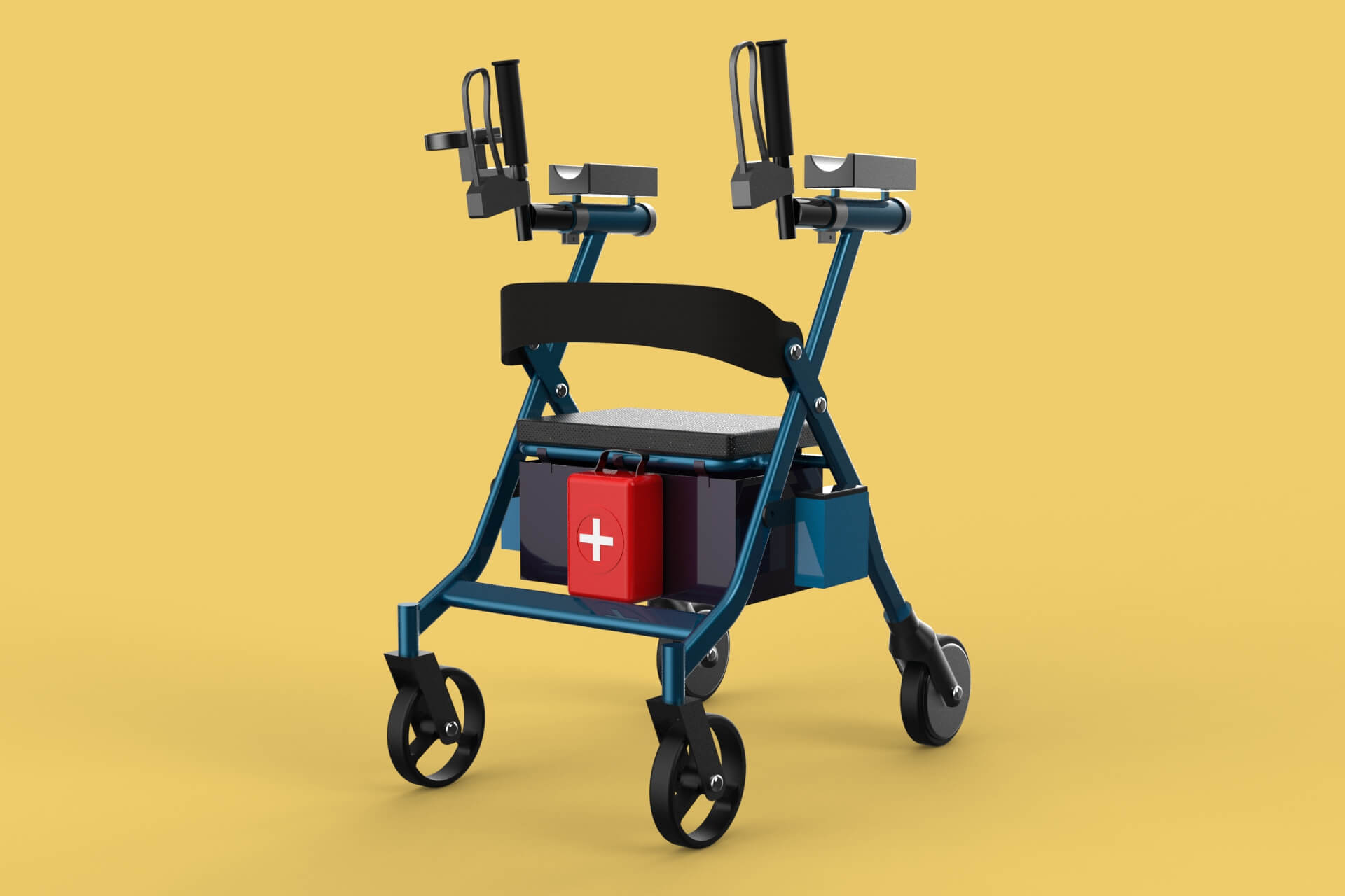 Electric Rollator Rolling Wheeled Walker Fold Walking Frame - 3D Model ...