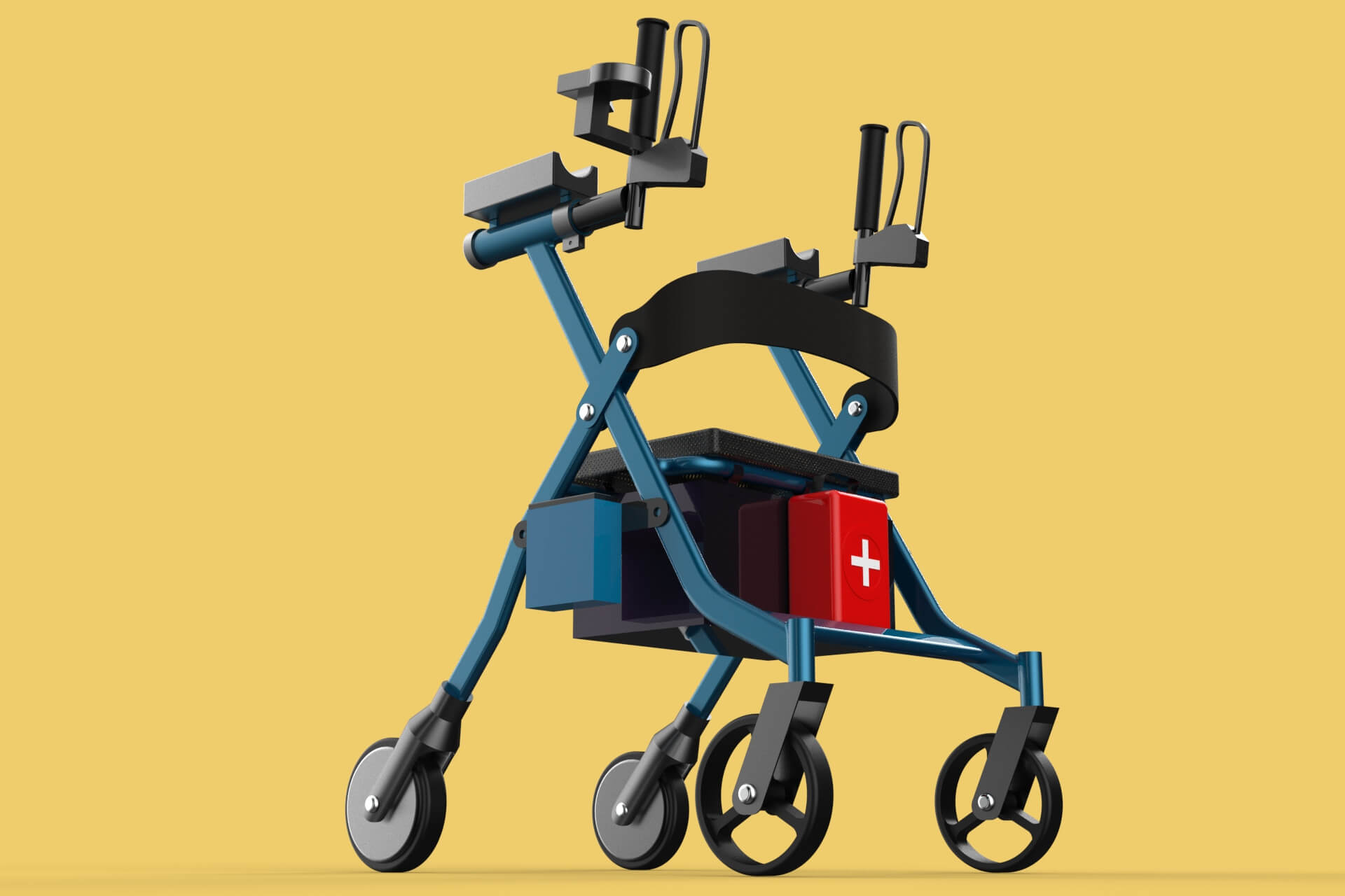 Electric Rollator Rolling Wheeled Walker Fold Walking Frame - 3D Model ...