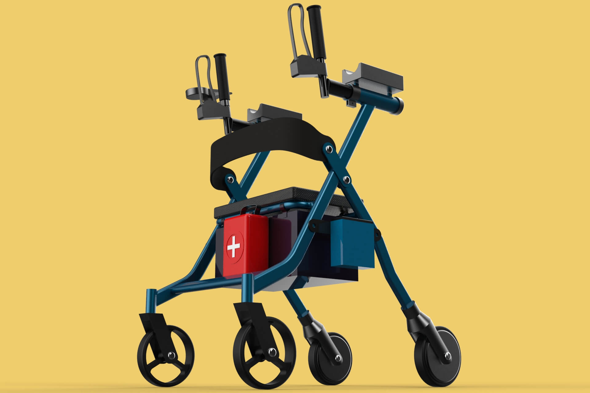 Electric Rollator Rolling Wheeled Walker Fold Walking Frame - 3D Model ...