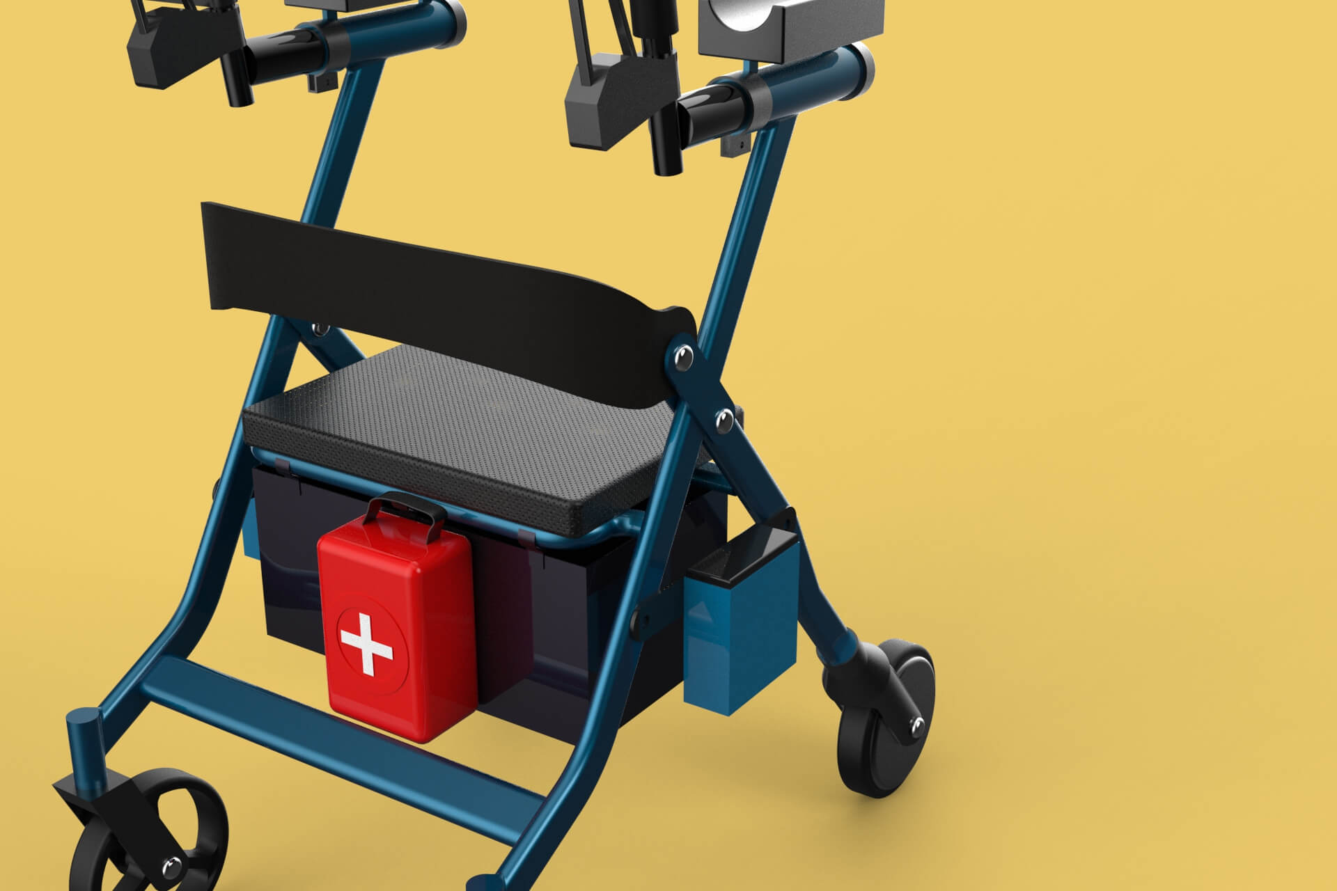 Electric Rollator Rolling Wheeled Walker Fold Walking Frame - 3D Model ...