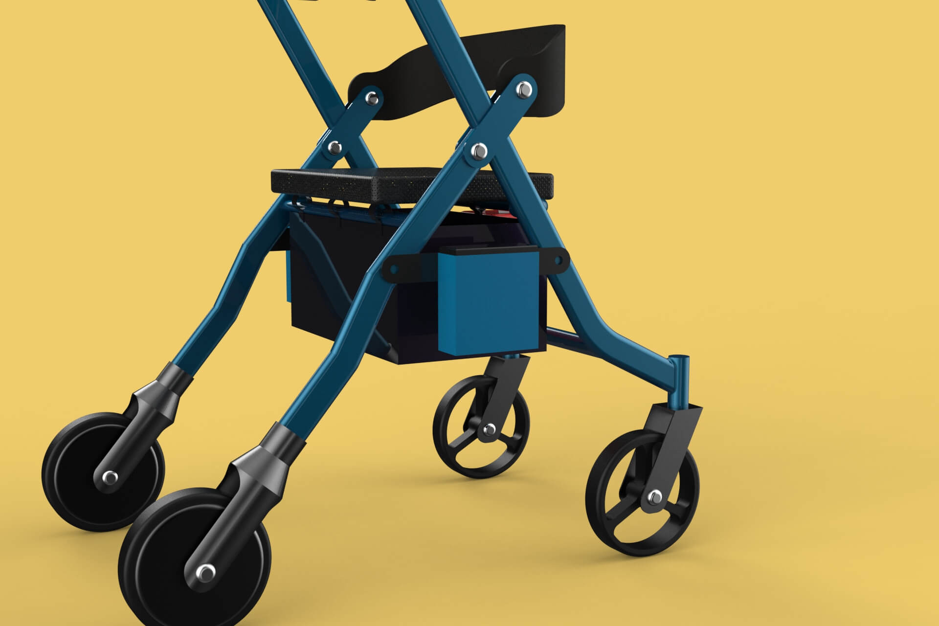 Electric Rollator Rolling Wheeled Walker Fold Walking Frame - 3D Model ...