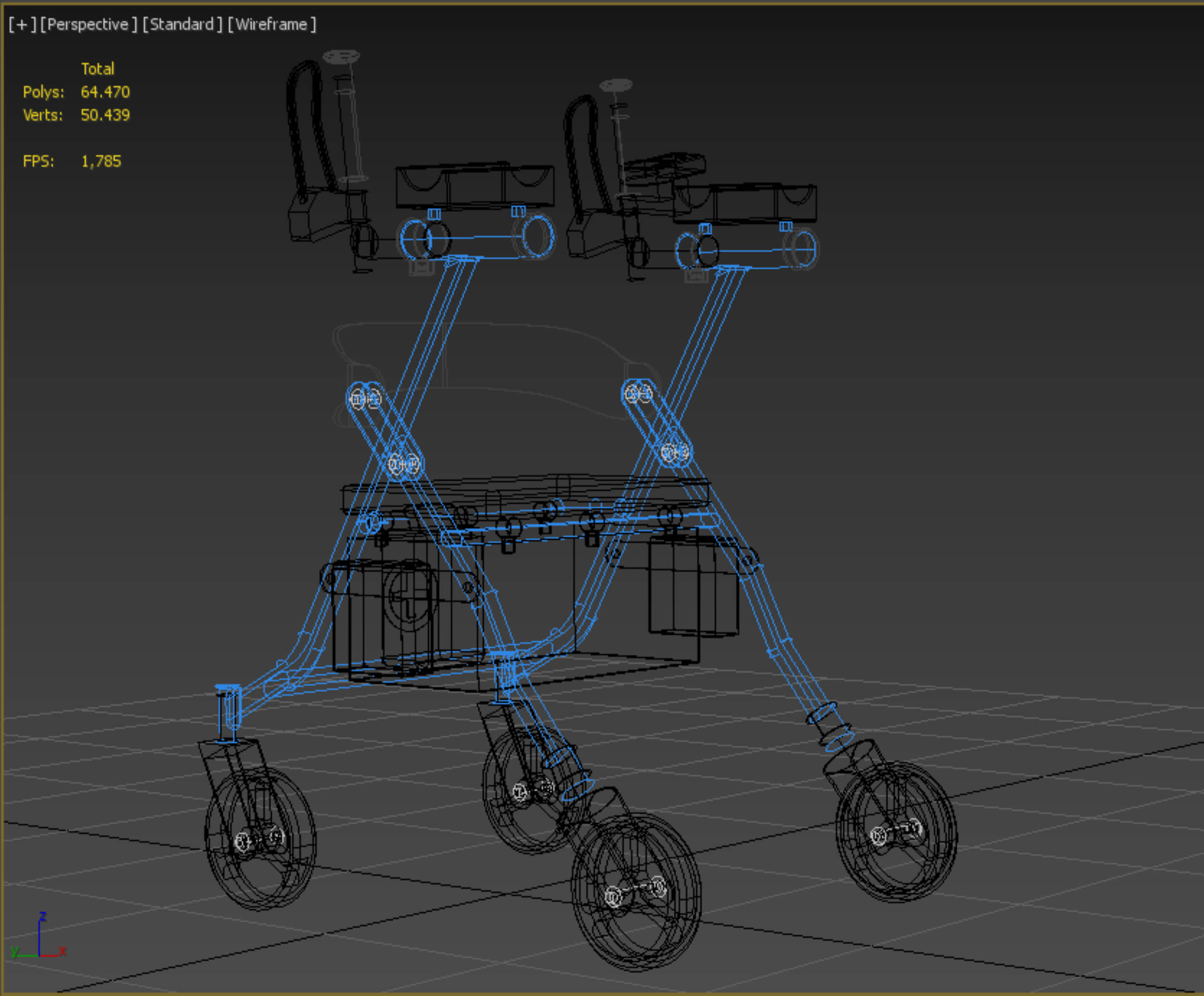Electric Rollator Rolling Wheeled Walker Fold Walking Frame - 3D Model ...