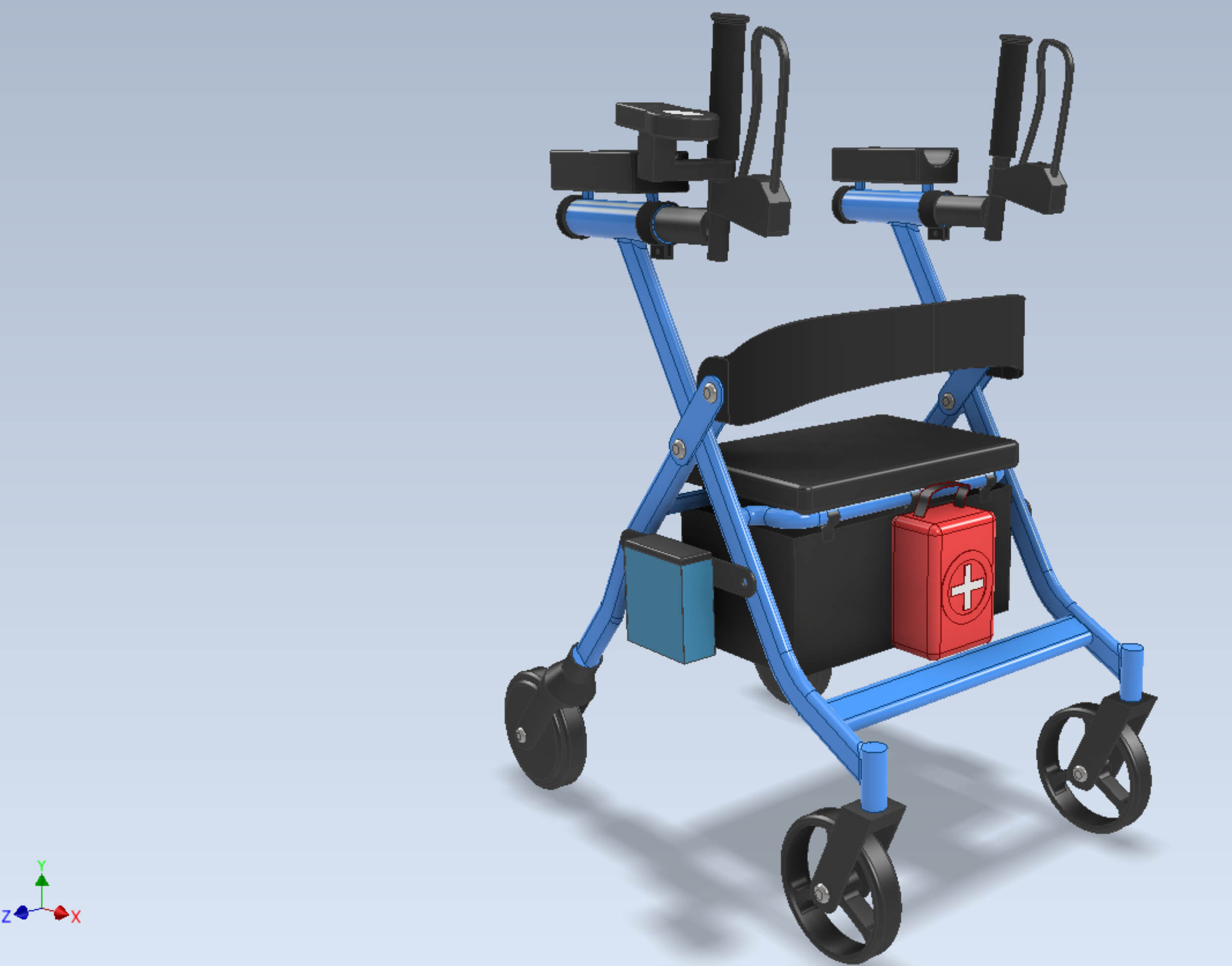 Electric Rollator Rolling Wheeled Walker Fold Walking Frame - 3D Model ...