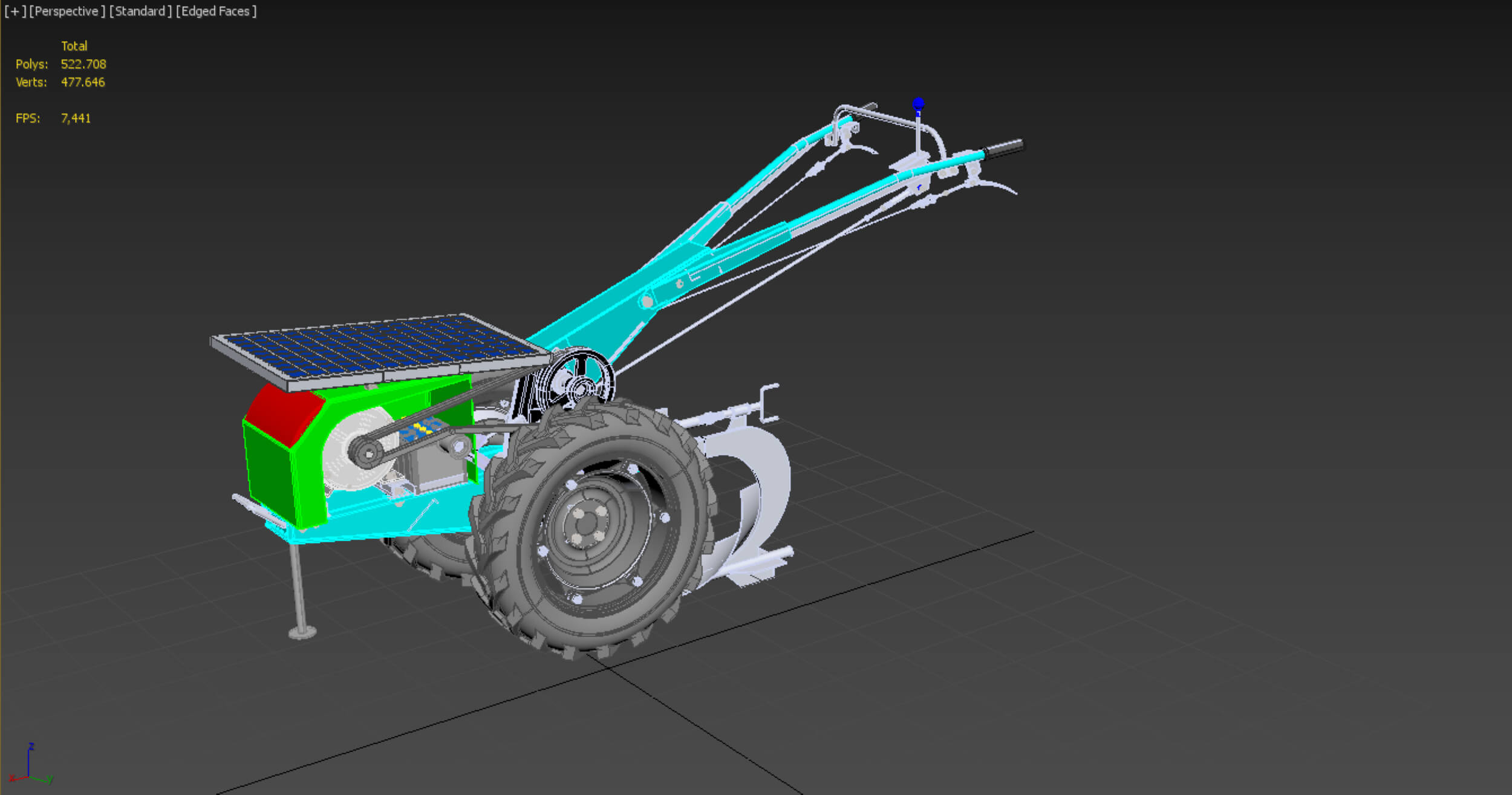 Electric Walking Hand Tractor Agriculture Farm - 3D Model by surf3d