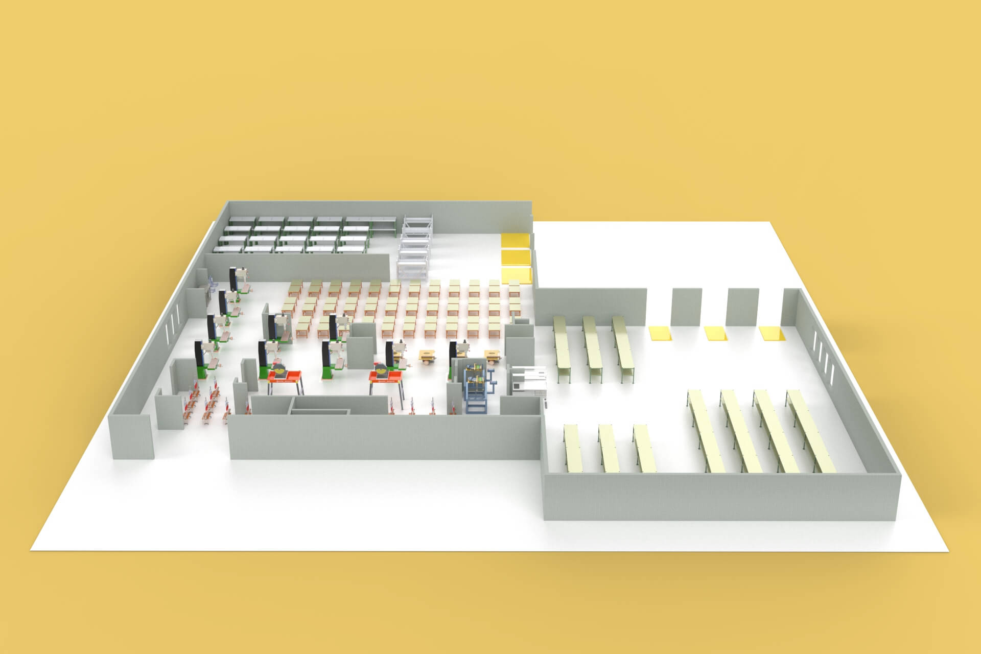 Equipment Layout Workshop Line Factory Industrial Floor Plan - 3D Model ...