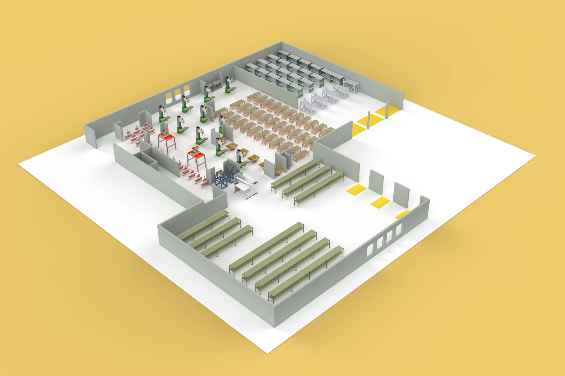 Equipment Layout Workshop Line Factory Industrial Floor Plan - 3D Model ...